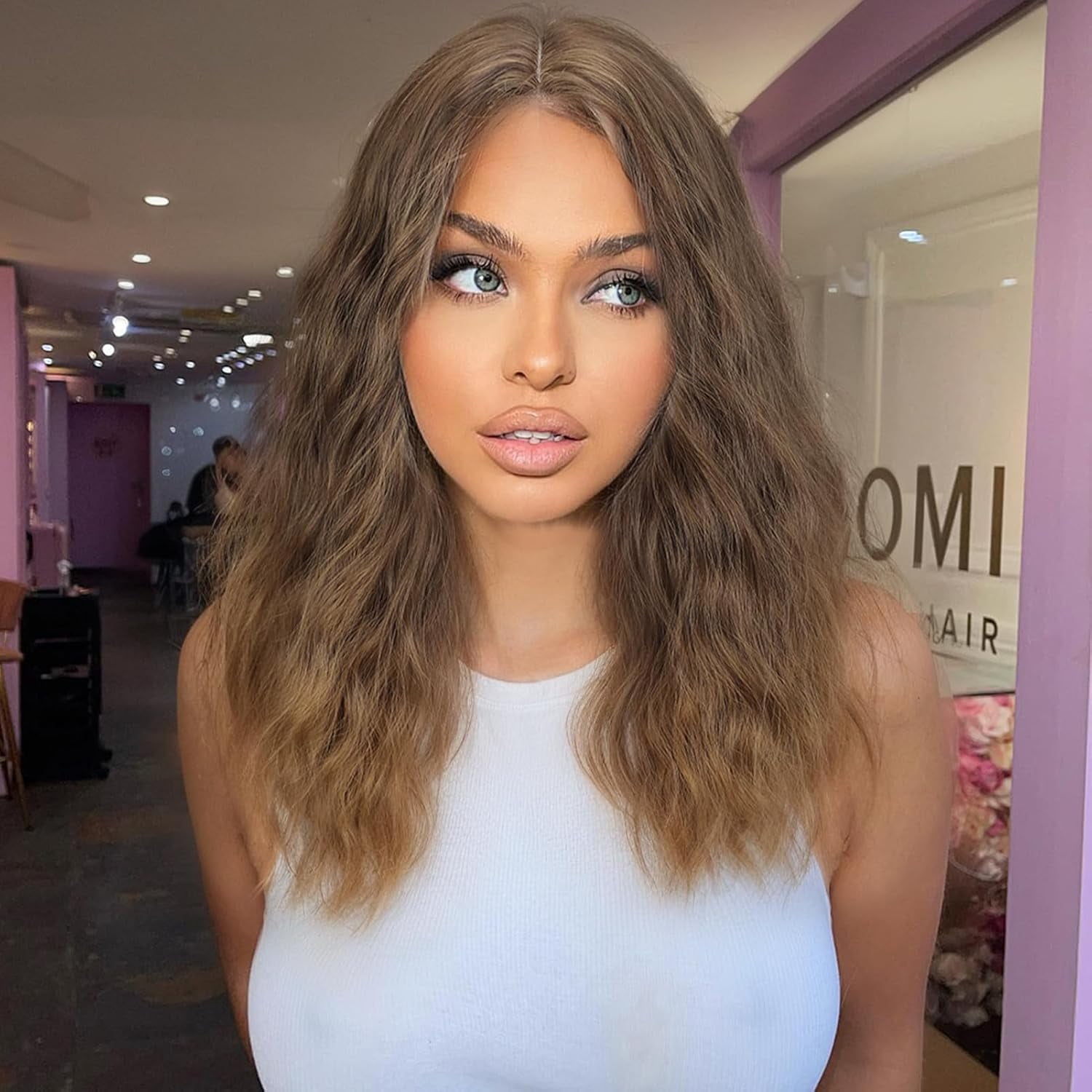 PHYSUN-Ombre Light Brown Wig 18 Inch Medium Length Wigs for Women ...