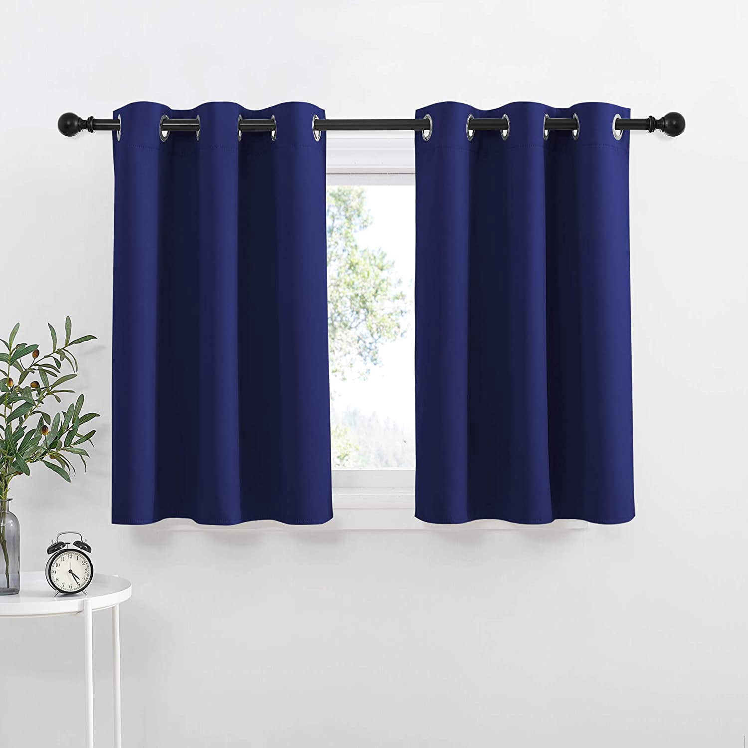 PHYSUN-Royal Blue Blackout Kitchen Curtains - Energy Smart Blackout ...