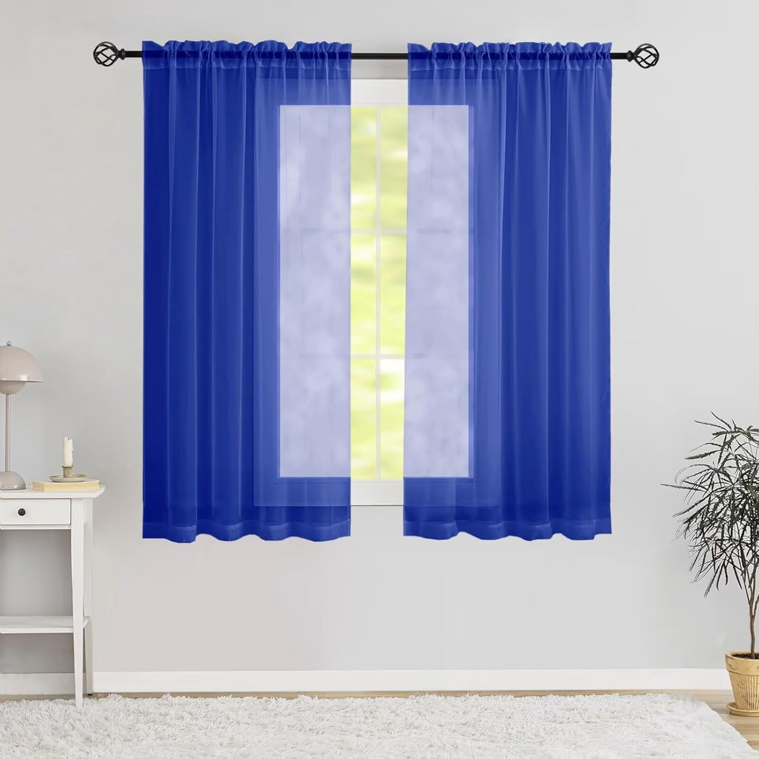 PHYSUN-Semi Voile Sheer Curtains 45 Inches Long 2 Panels Rod Pocket ...