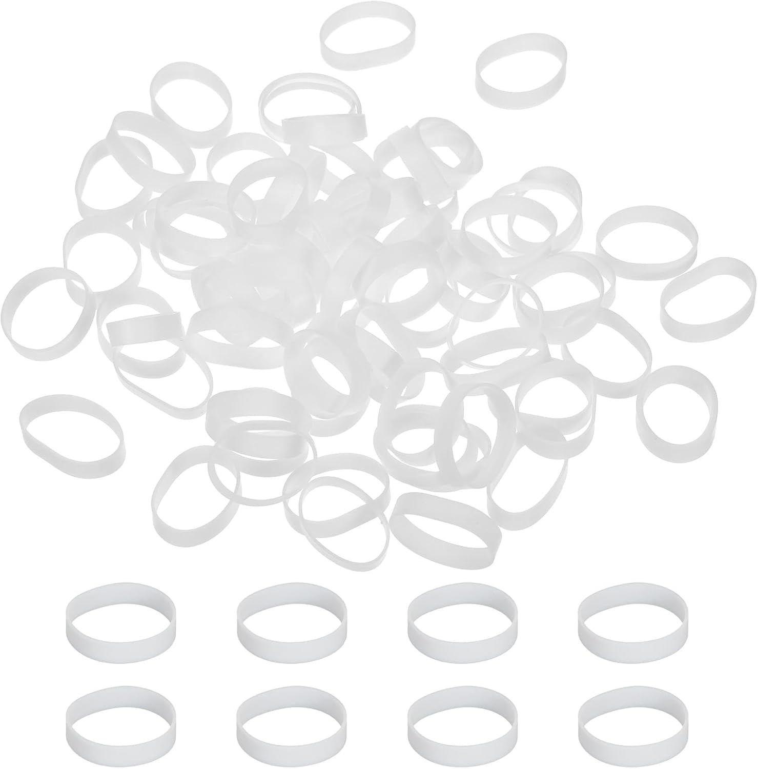 PHYSUN-Silicone Rubber Bands Cable Ties 1.3", 80 Pcs Flat Rubber ...