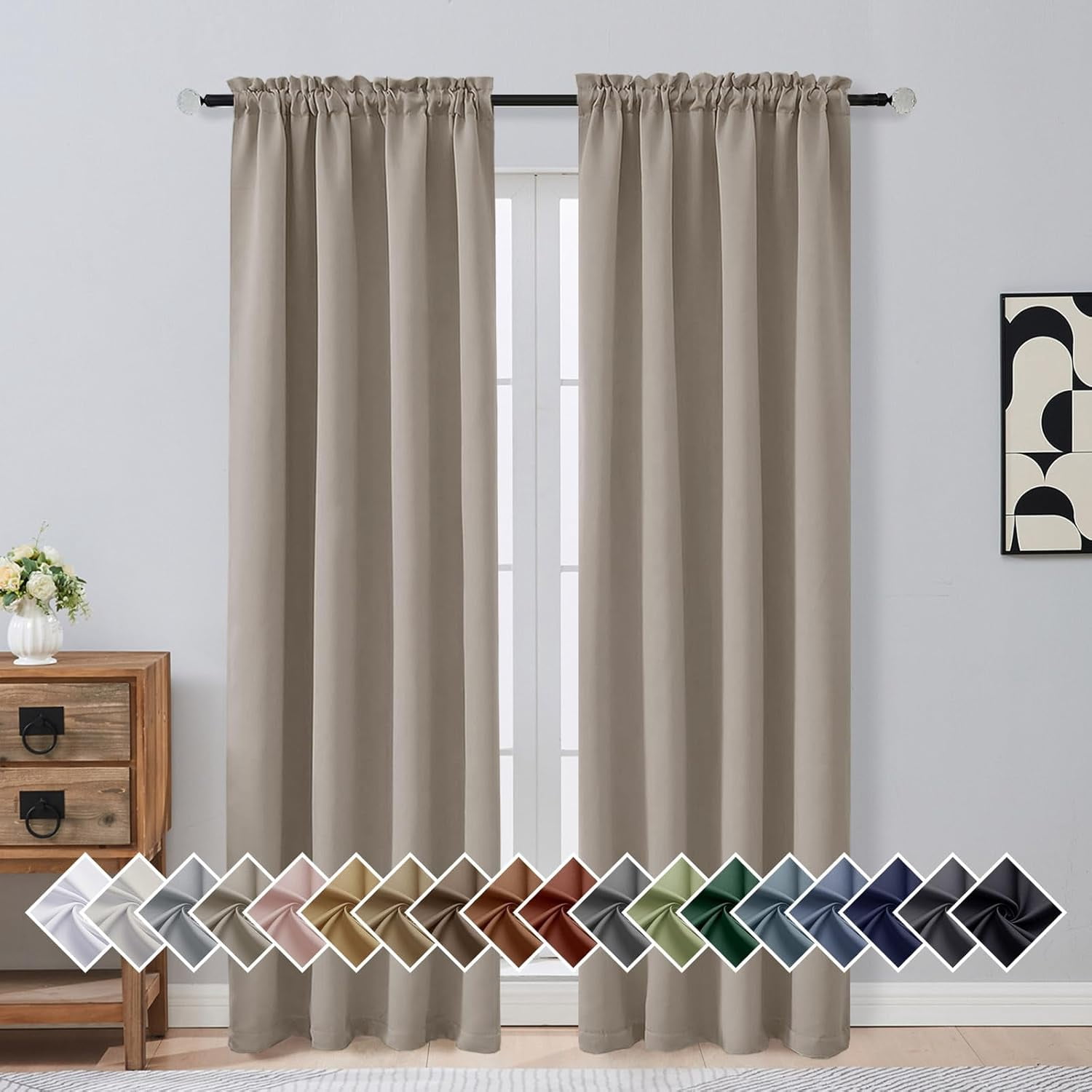 PHYSUN-Stone Blackout Curtains for Bedroom 84 Inch Length 2 Panels ...