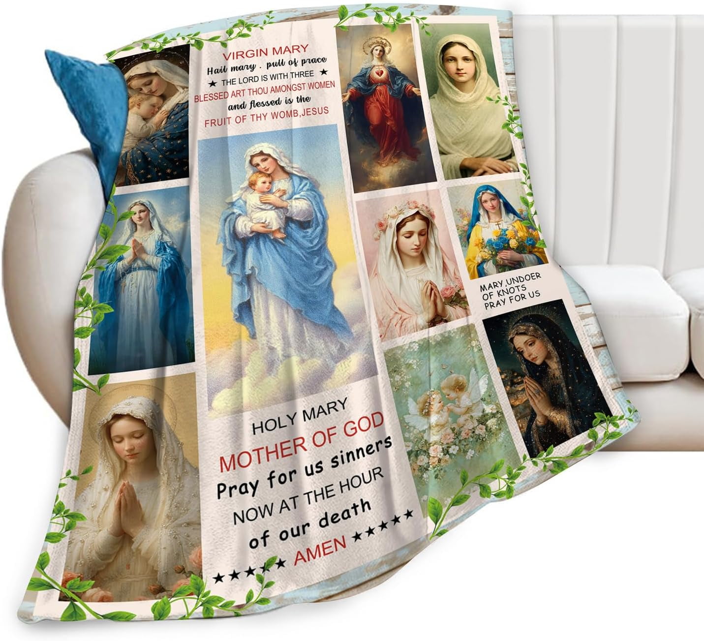 PHYSUN-Virgin Mary Throw Blanket, Catholic Christian Religious Blanket ...