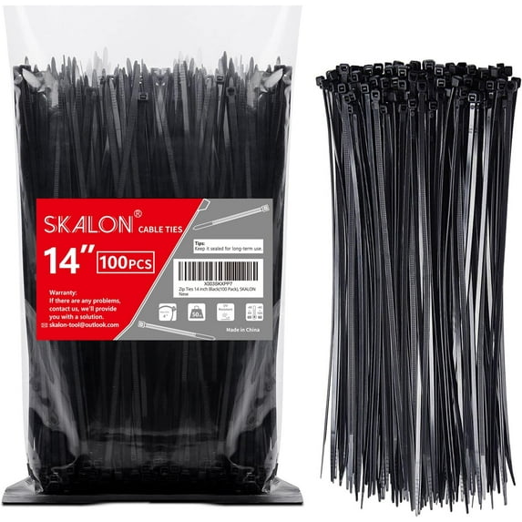 PHYSUN-Zip Ties 14 inch (100 Pack), Black, 50lb Tensile Strength, UV ...
