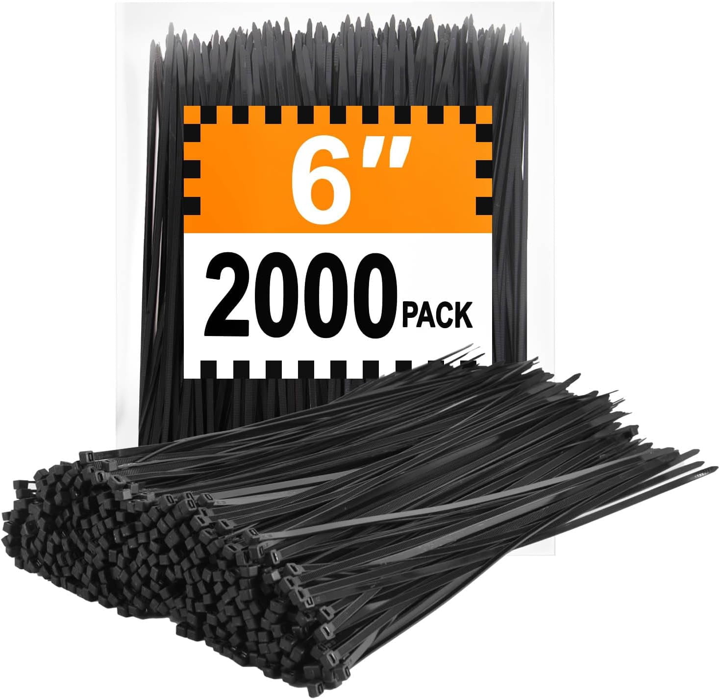PHYSUN-Zip Ties 6 inch (2000 Pack), 25 lb, Black Wire Ties, UV ...