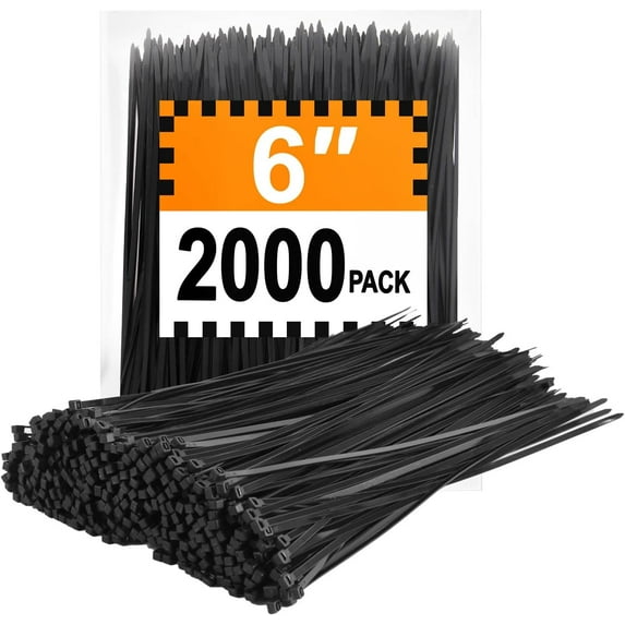 PHYSUN-Zip Ties 6 inch (2000 Pack), 25 lb, Black Wire Ties, UV ...