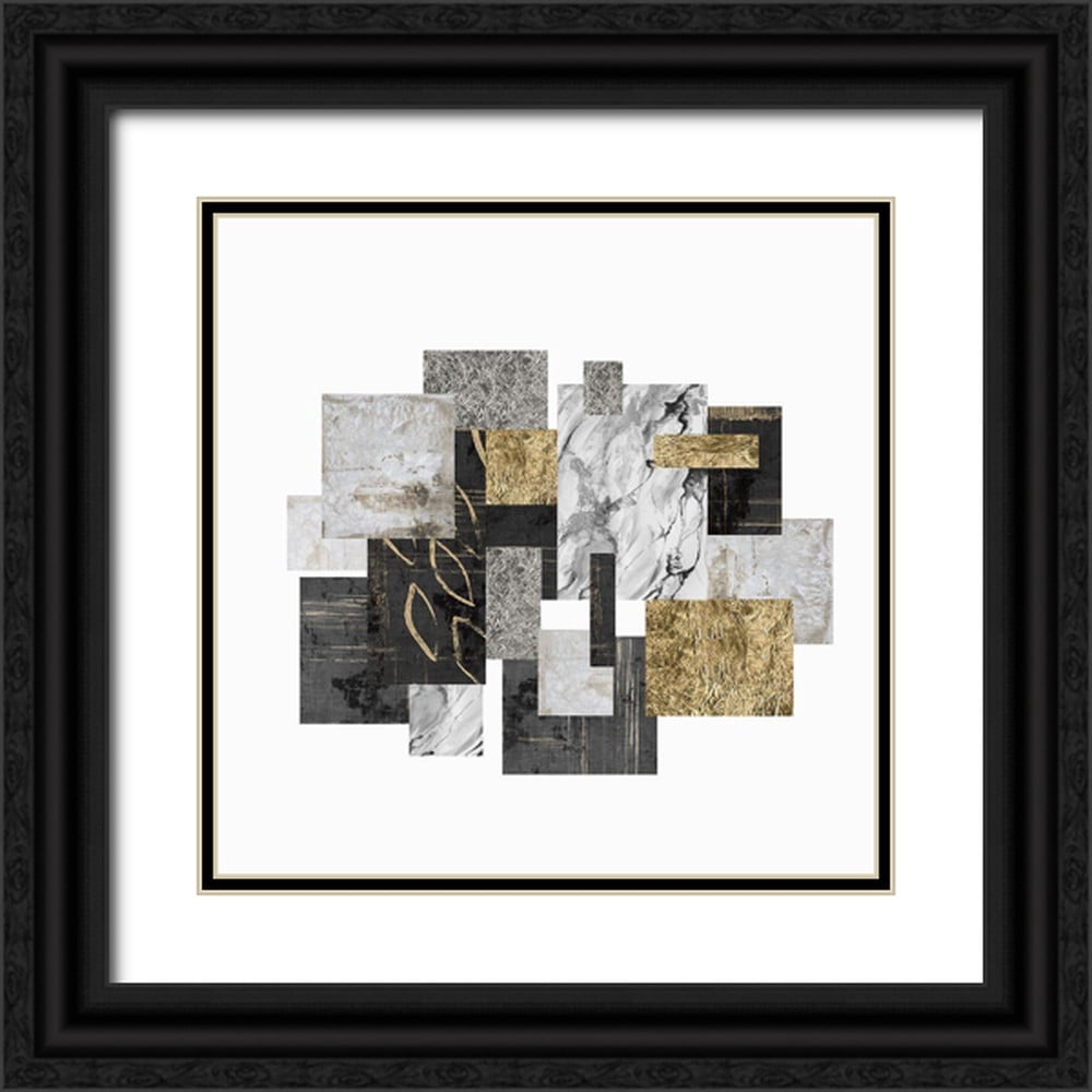 PI Studio 15x15 Black Ornate Wood Framed with Double Matting Museum Art ...
