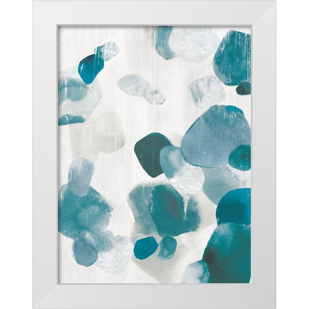 PI Studio 15x18 White Modern Wood Framed Museum Art Print Titled - Shadow Pebbles II Teal ...