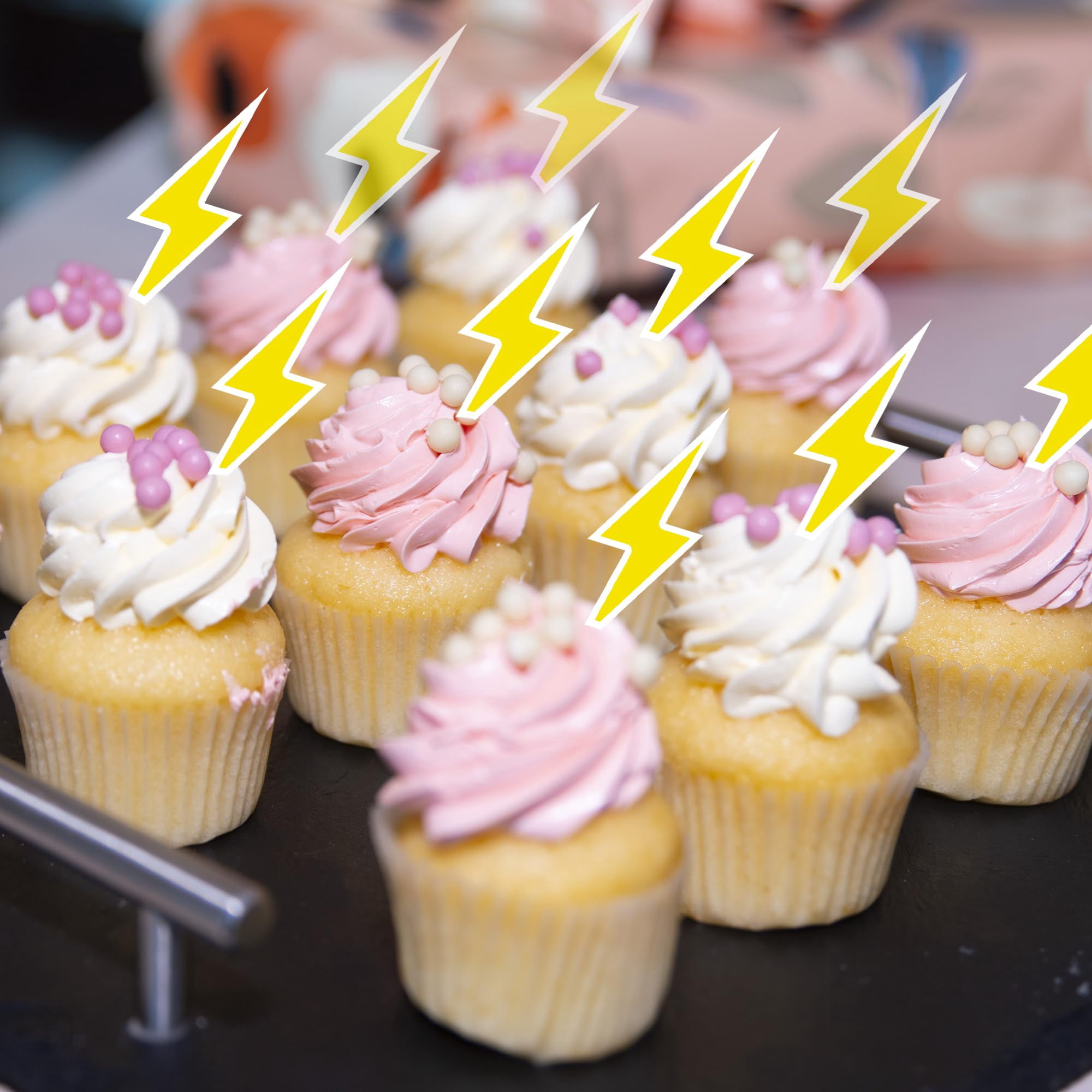 PIBIPAID 36 Lightning bolt Cupcake Toppers - KMC2for Flash Weather ...
