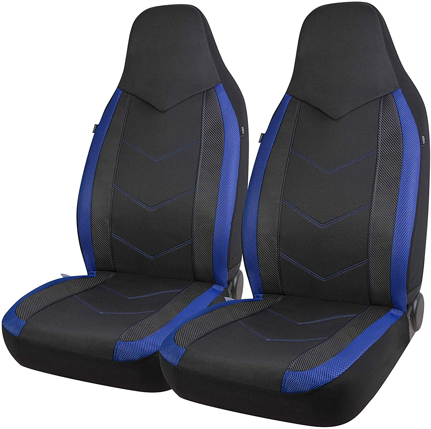 PIC AUTO High Back Car Seat Covers Sports Carbon Fiber Mesh Design Universal Fit Airbag Compatible Blue Walmart