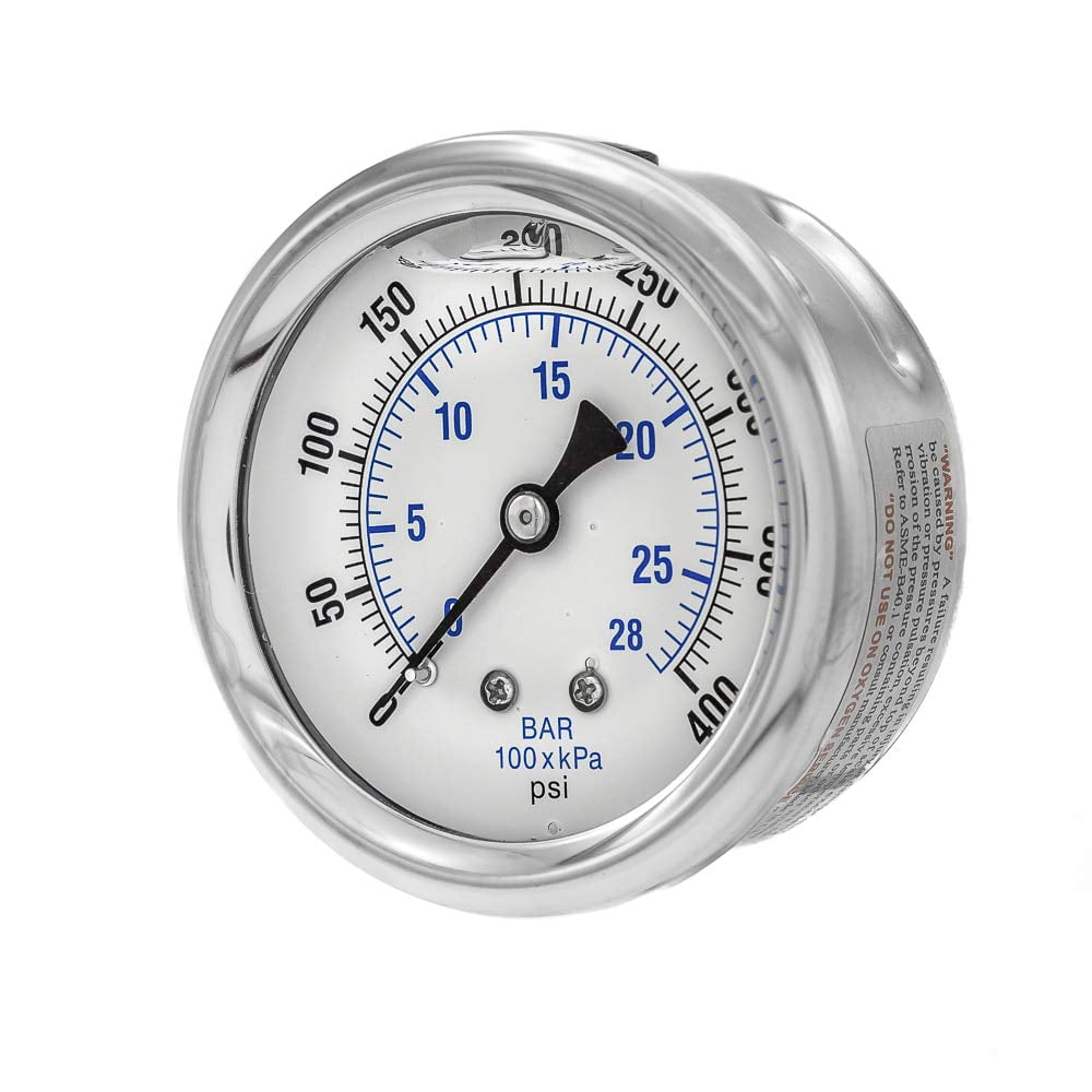 PIC Gauges PRO-202L-254I Center Back Mount Glycerin Filled Industrial ...