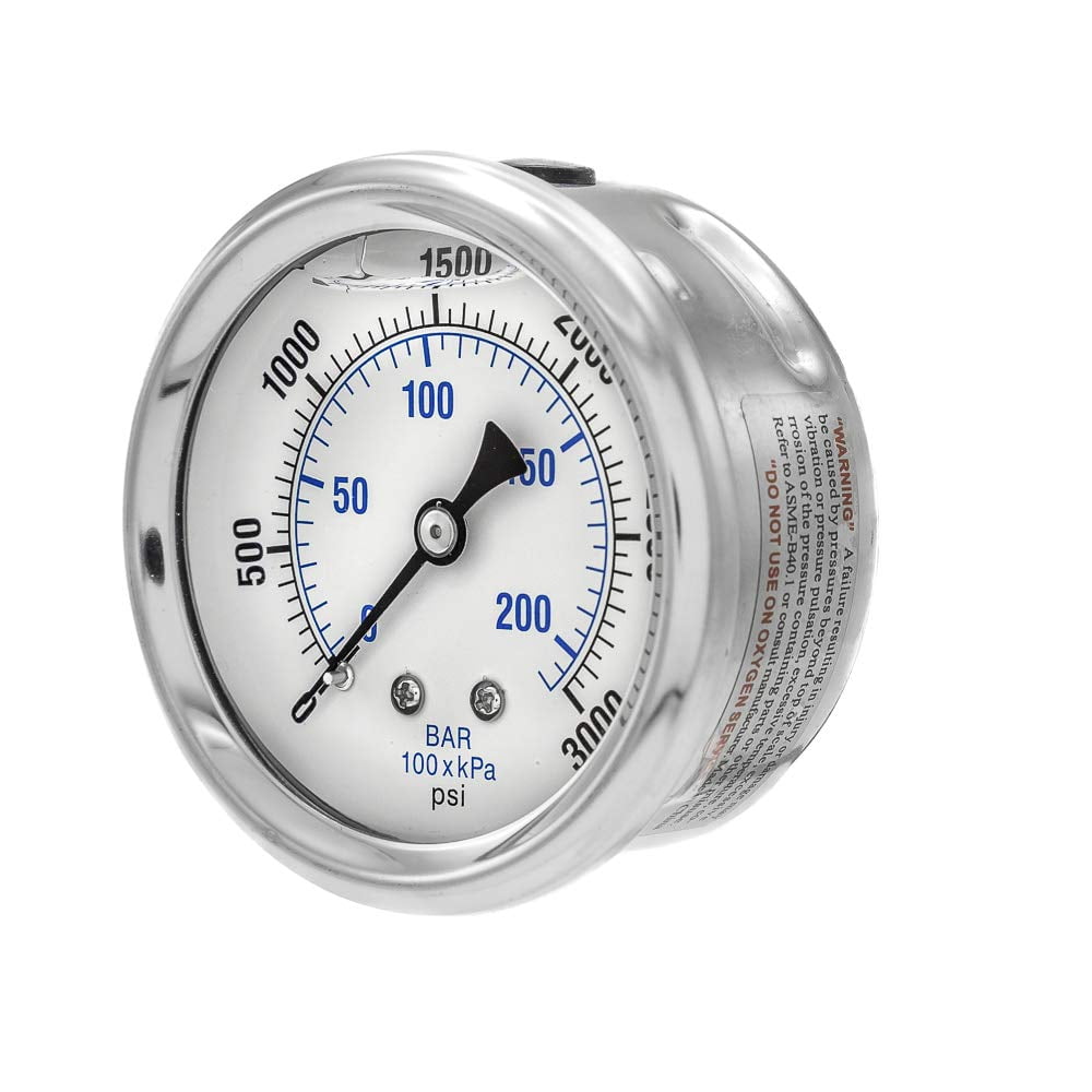 PIC Gauges PRO-202L-254P Center Back Mount Glycerin Filled Industrial ...