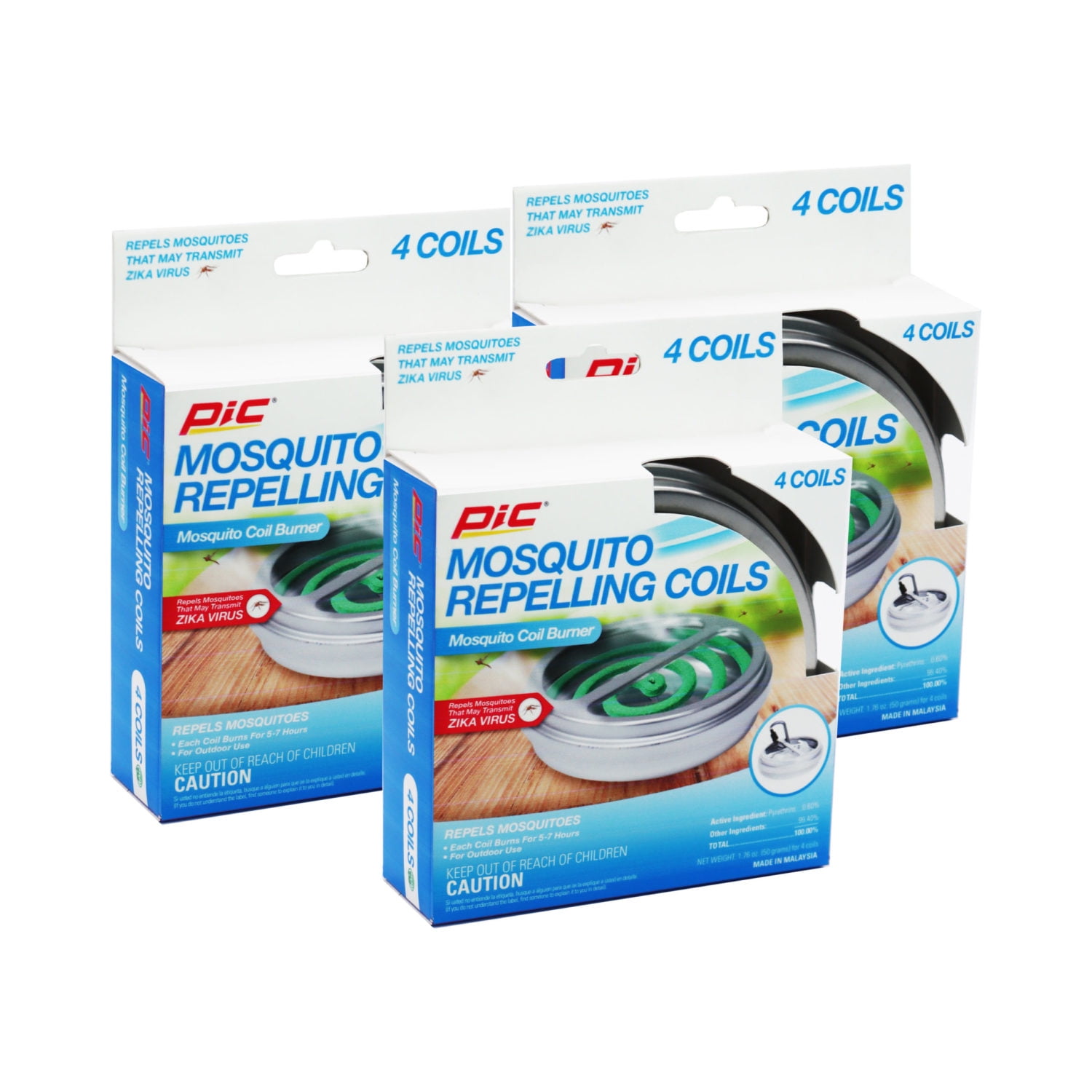 PIC Mosquito Repellent Coil, 12 Coils with 3 Metal Burners and ...