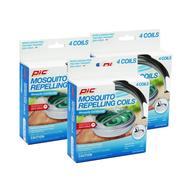 PIC Mosquito Repellent Coil, 12 Coils with 3 Metal Burners and ...