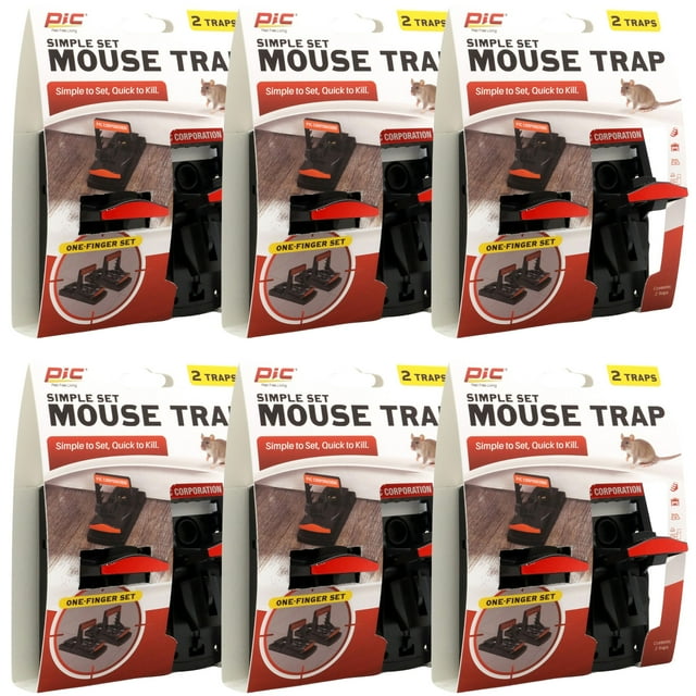 PIC Simple Set Plastic Mouse Traps, 2 Count, 6 Pack - 12 Total Traps ...