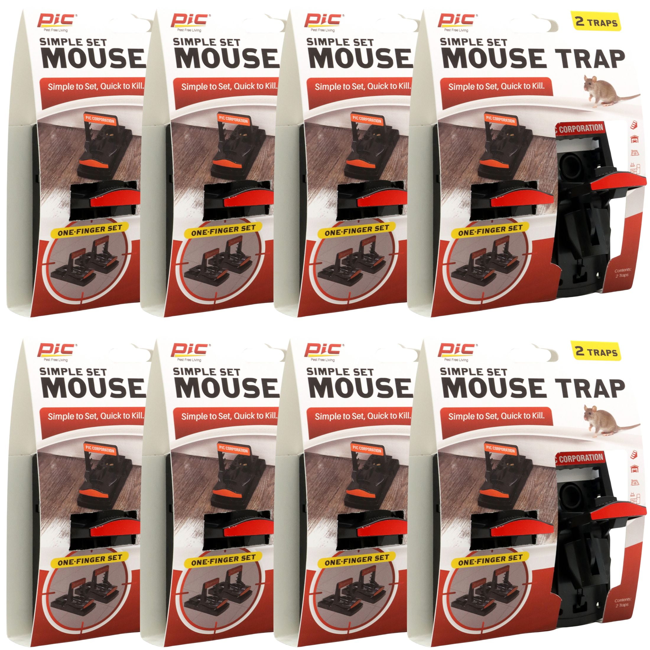 Pic Simple Set Plastic Mouse Traps 7 X 5 25 2 Count 8 Pack 16