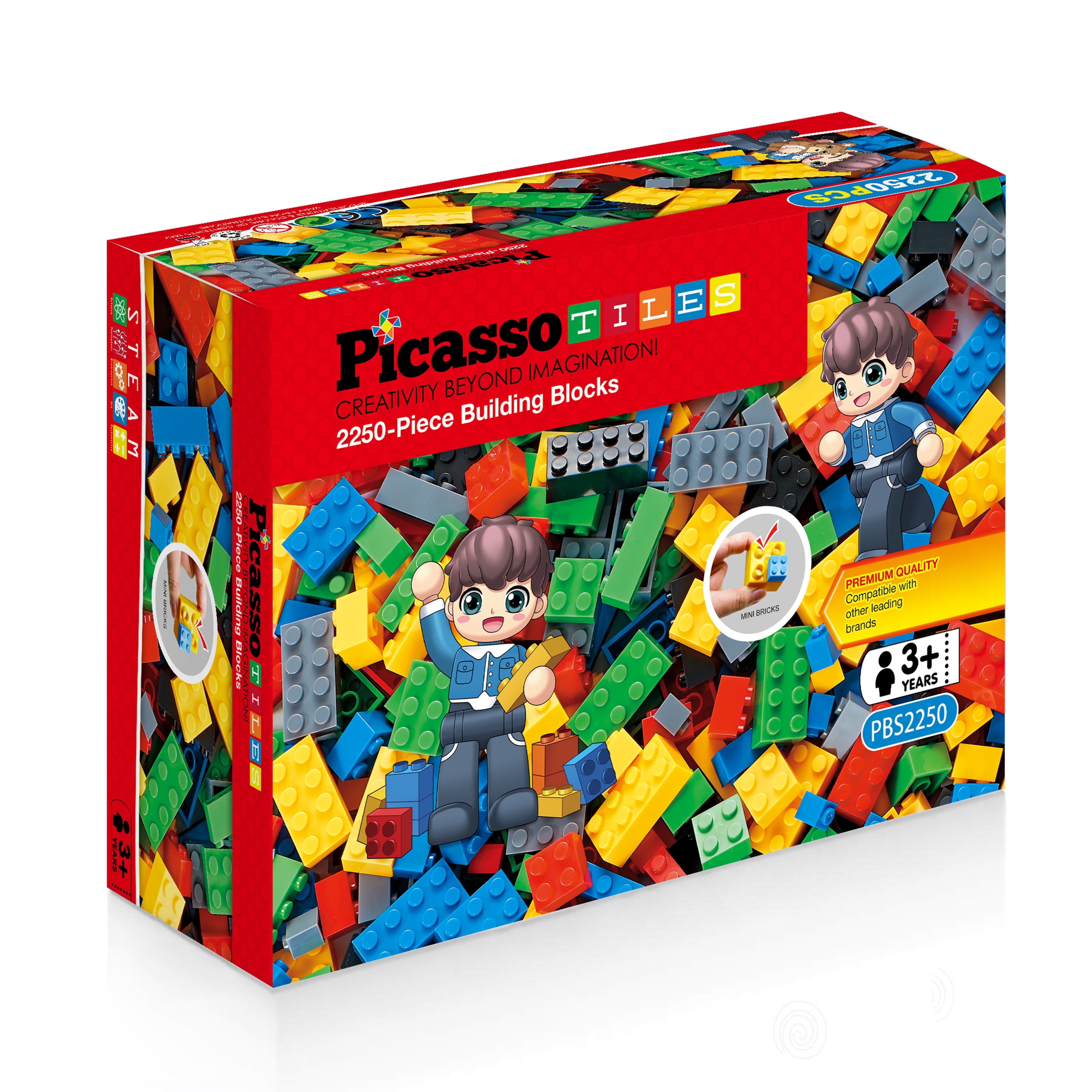 PICASSO-TILES 2250 PC Brick Building Block Set, Multicolor - Walmart.com