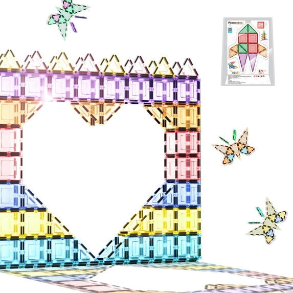 PicassoTiles 24PCS Magnetic Tile Building Block Set, Square & Triangle ...