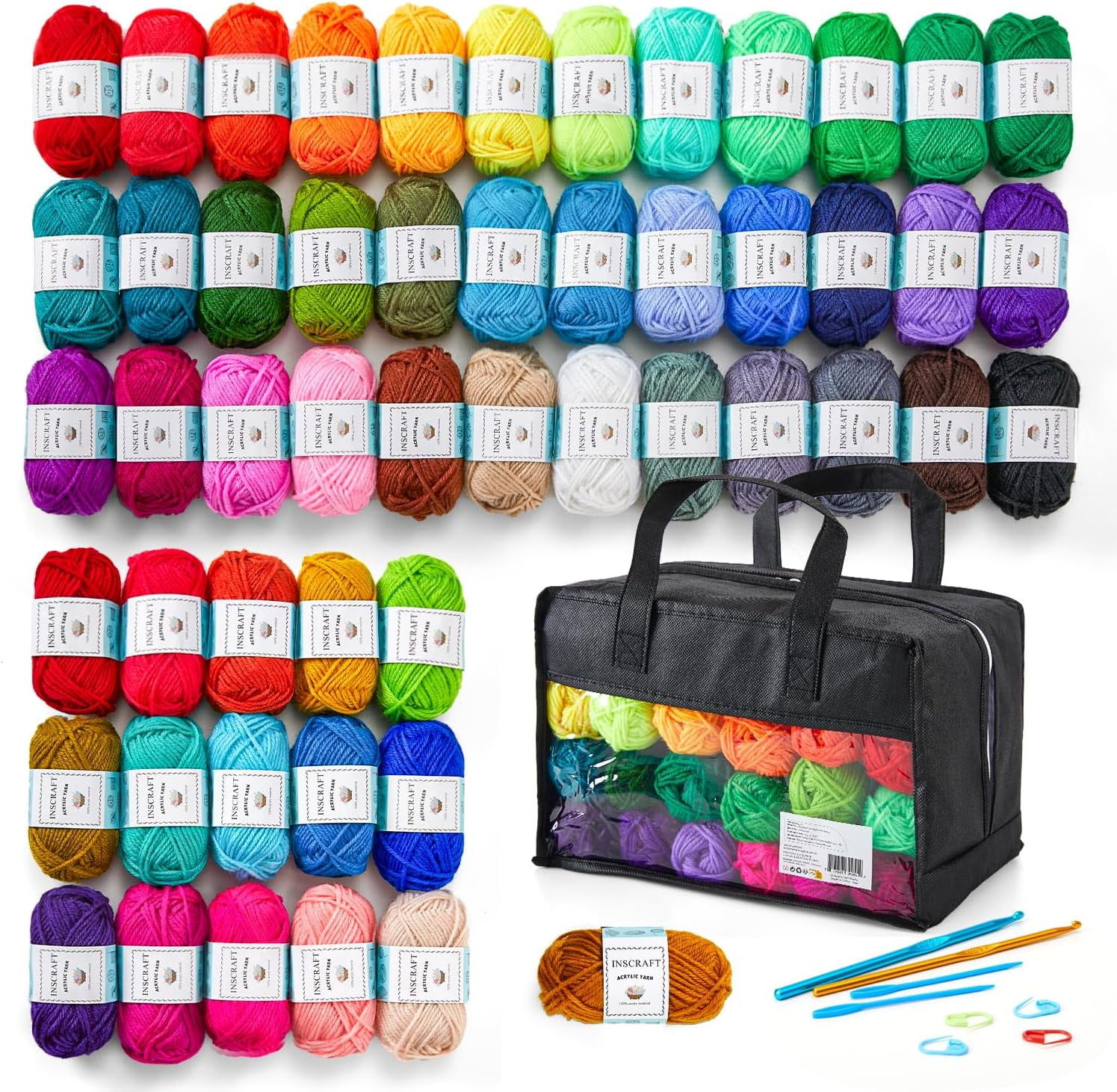 Free Shipping! PICASSO TILES Crochet Yarn Kit with 52 Colors Acrylic ...