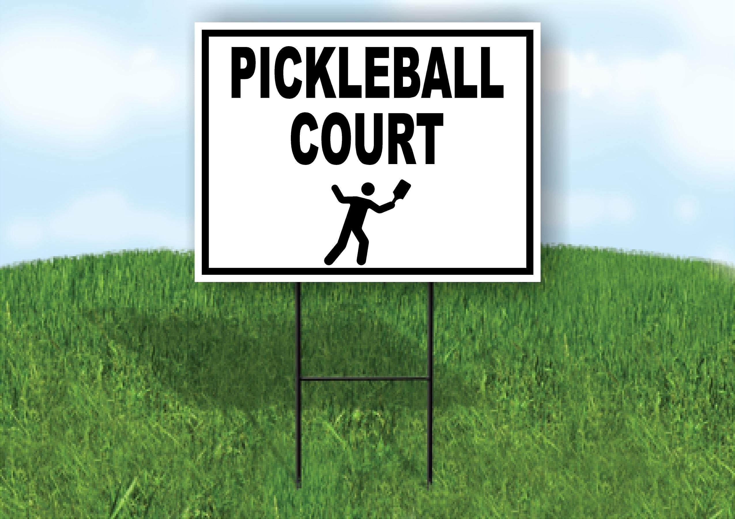 PICKLEBALL COURT BLACK - Single Sided Pickleball Court Yard Sign with ...