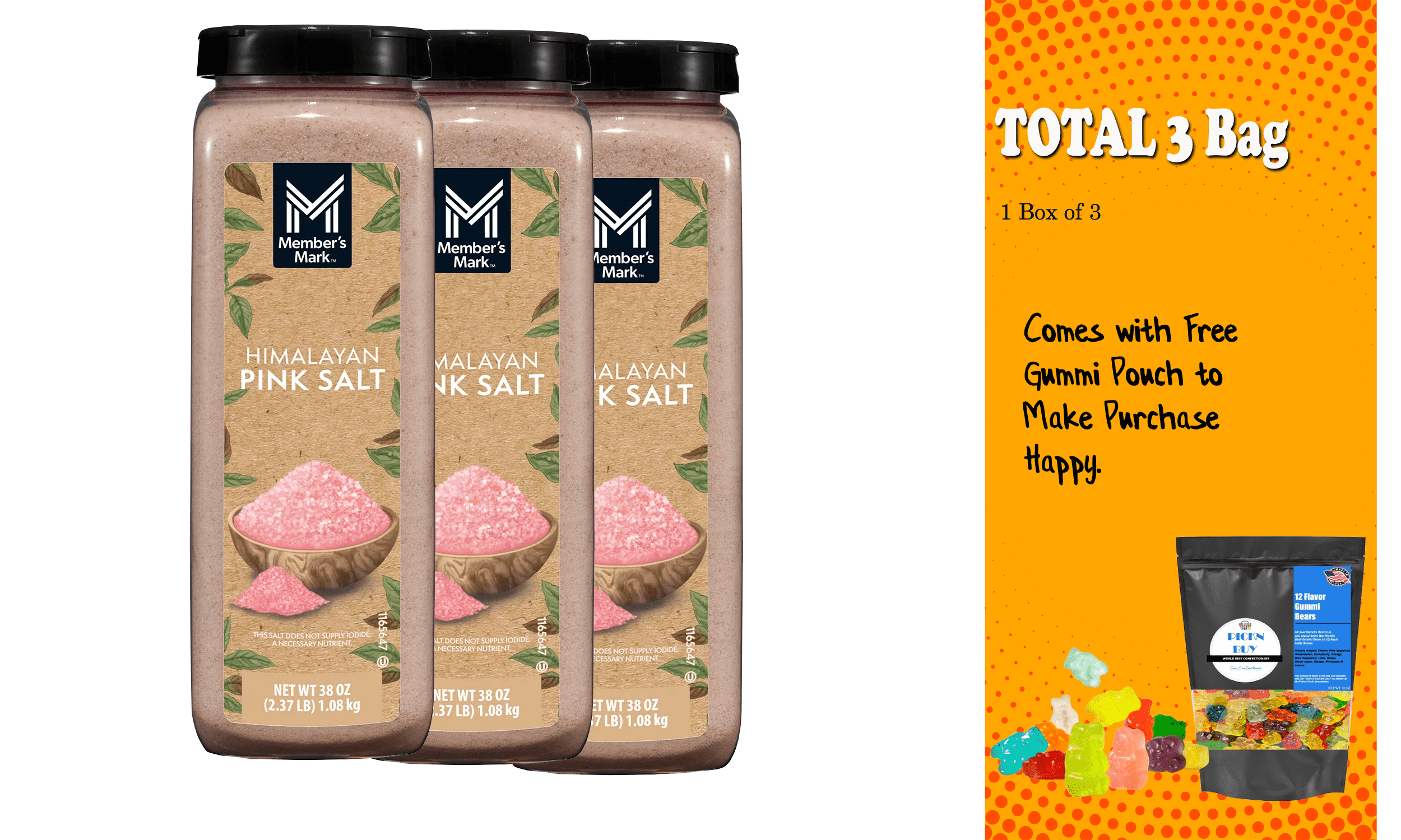 Himalayan Pink Salt, 38 oz. 3pk. - Walmart.com