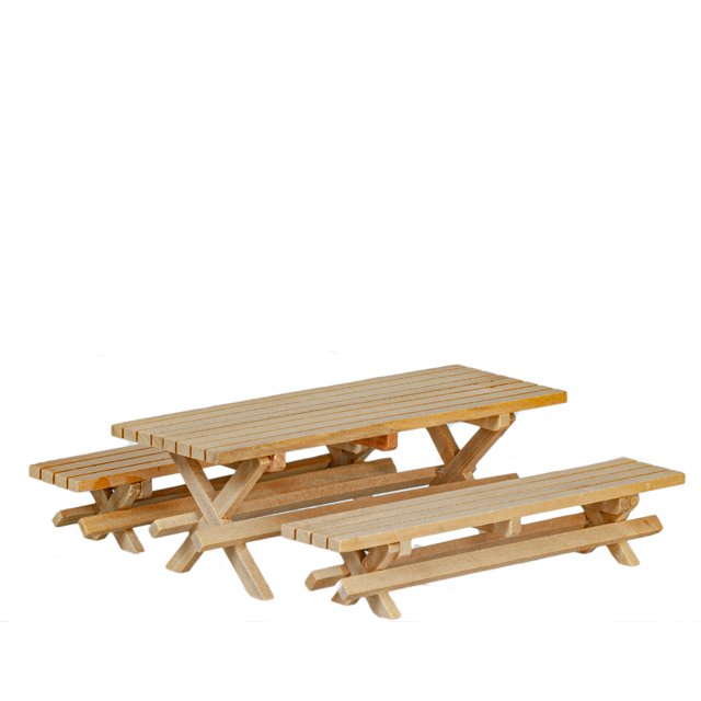 PICNIC TABLE/2 BENCHES/UN Miniature Scale - Walmart.com