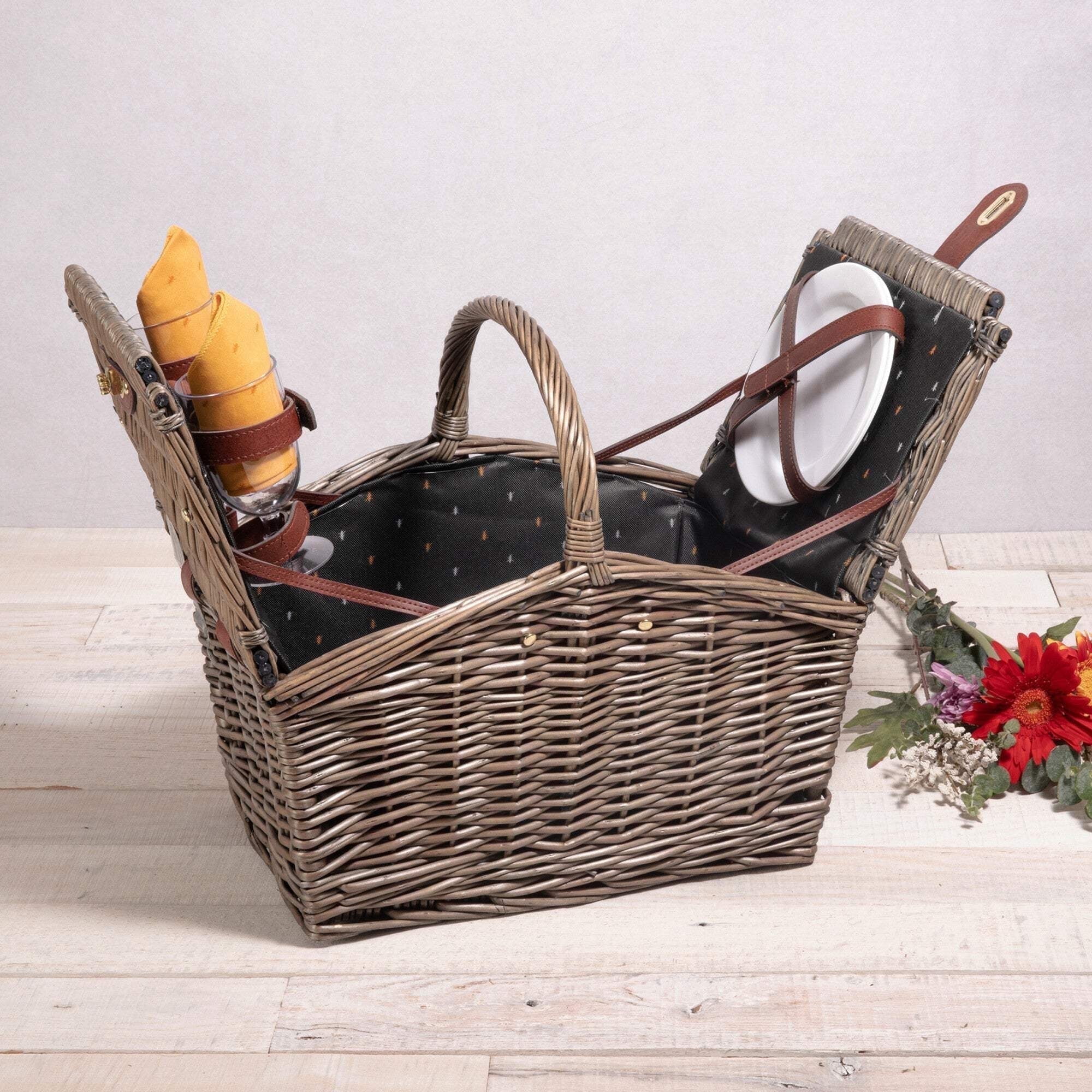 Picnic Time Piccadilly Vintage English-Style Wicker Picnic Basket for 2 ...
