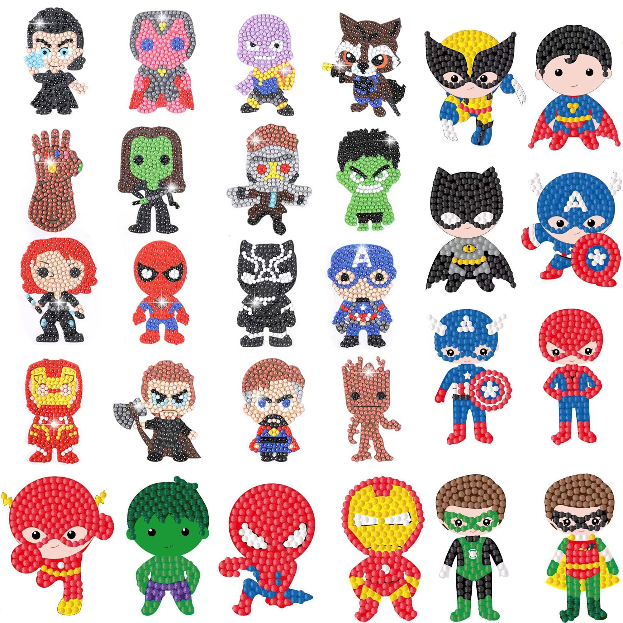 PICNICFUN Diamond Kits Stickers for Kids 28 PCS 5D DIY Cartoon ...