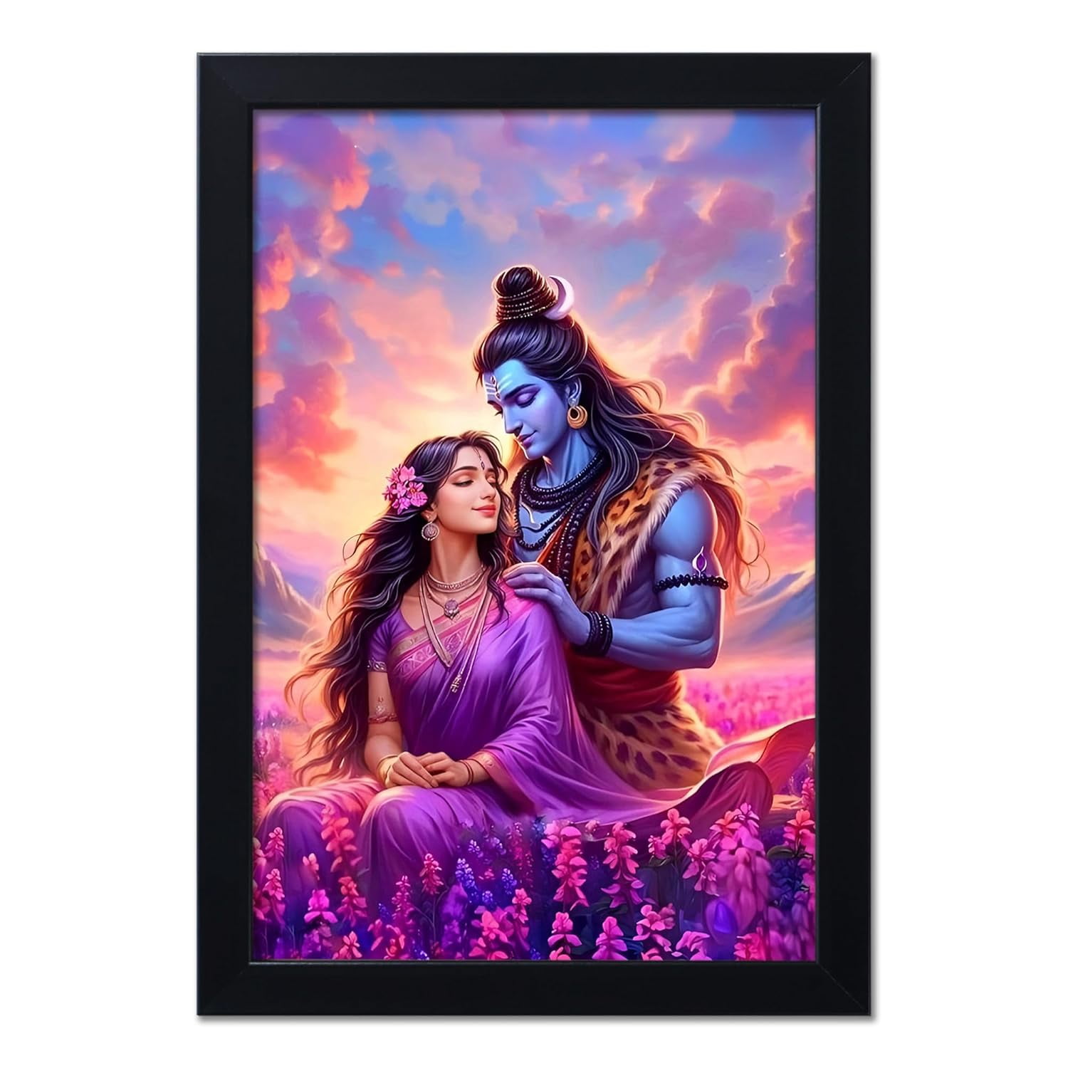 PICTURE CREATIONS Shiv Parvati Photo Frame Divine Lord Shiva and Parvati Wall Painting for Home ...