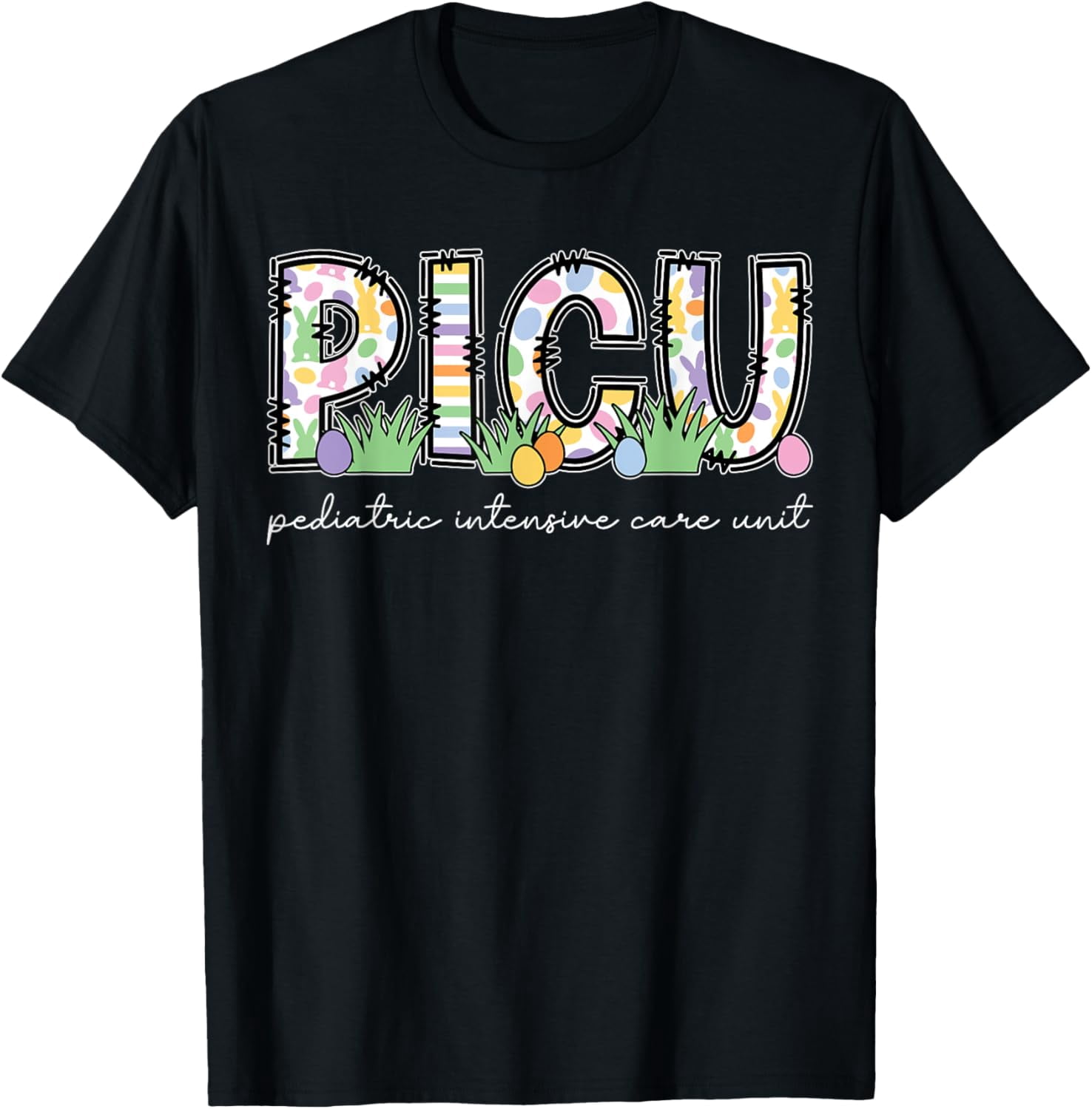 PICU Pediatric Intensive Care Unit Nurse Bunny Easter T-Shirt men and ...