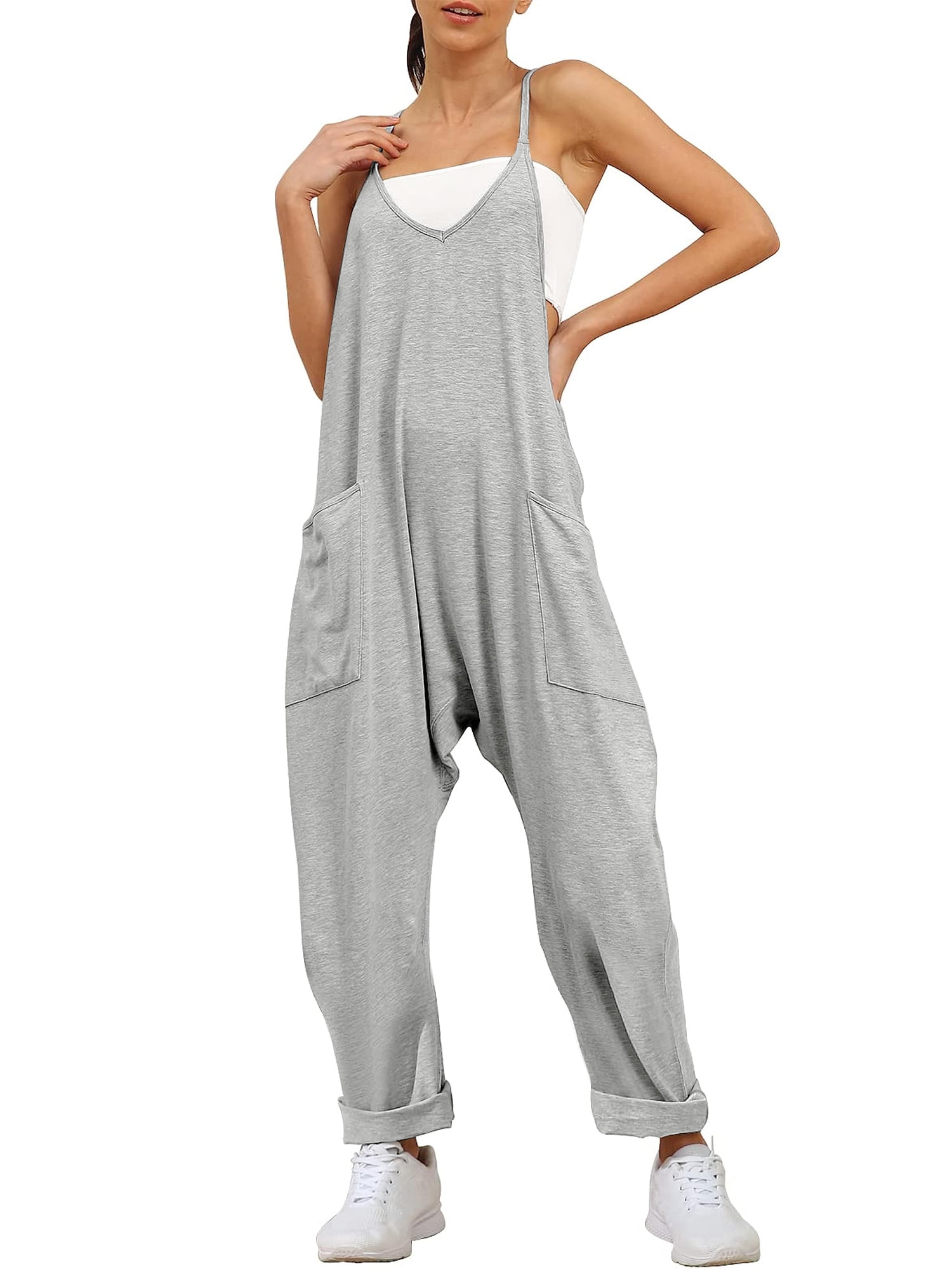 PIERRE NOIR Jumpsuits for Women Casual V Neck Sleeveless Spaghetti ...