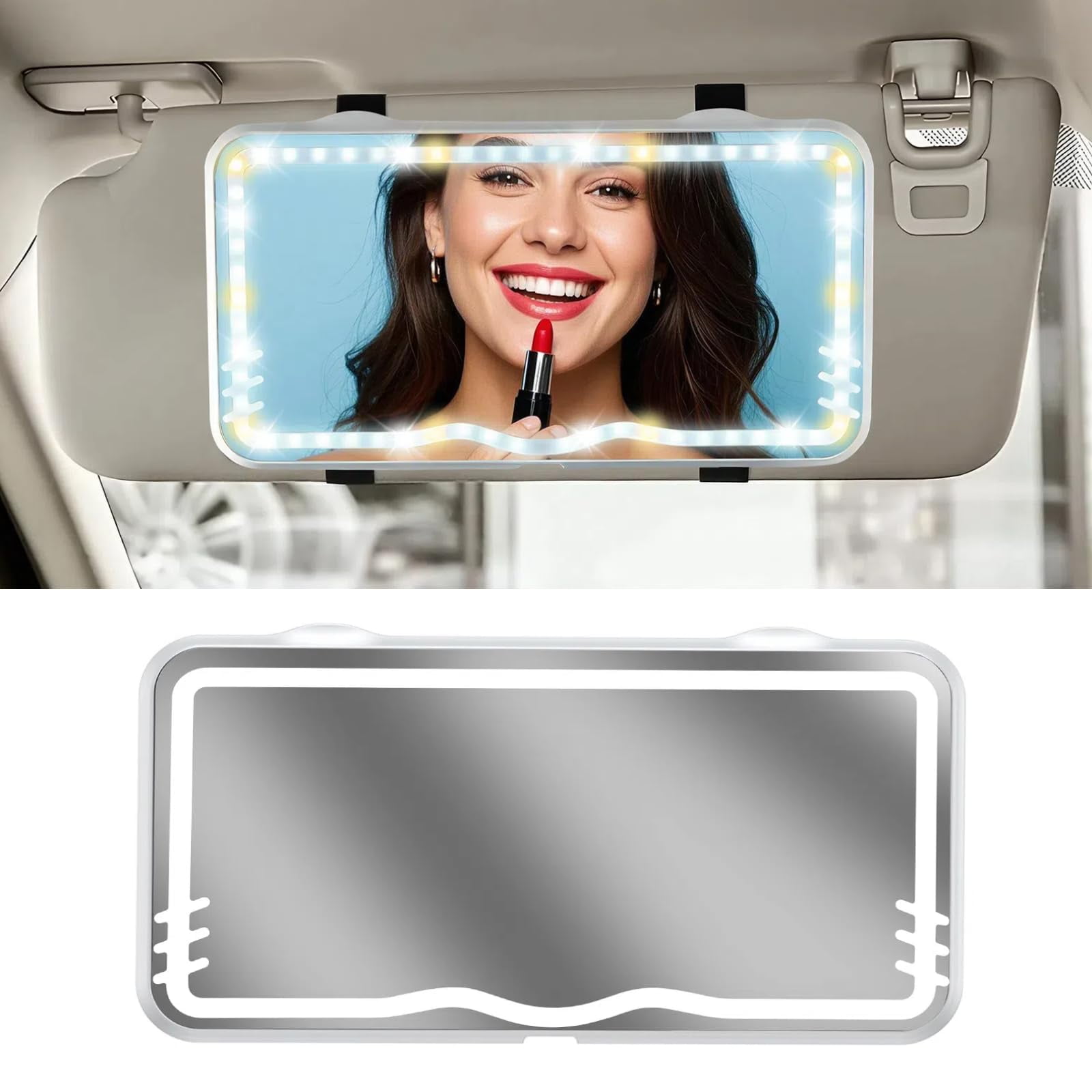 PIFOOG Car Vanity Mirror IFF17 with Lights Rechargeable Big Automotive ...
