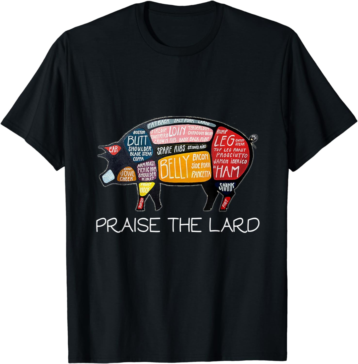 PIG BACON T-SHIRT Funny Praise The Lard Tee - Walmart.com