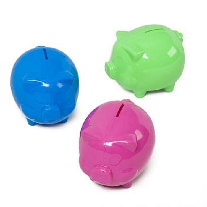 PIGGY BANK PLASTIC PIG SHAPE ASST COLORS 24PC CASECUT DISP, Case Pack ...
