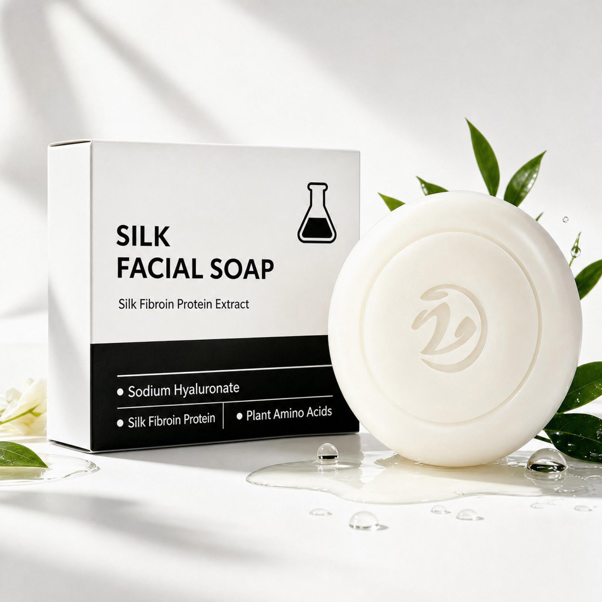 PIGOGI Silk Facial Soap for Face and Body Cleansing Bar with Silk ...