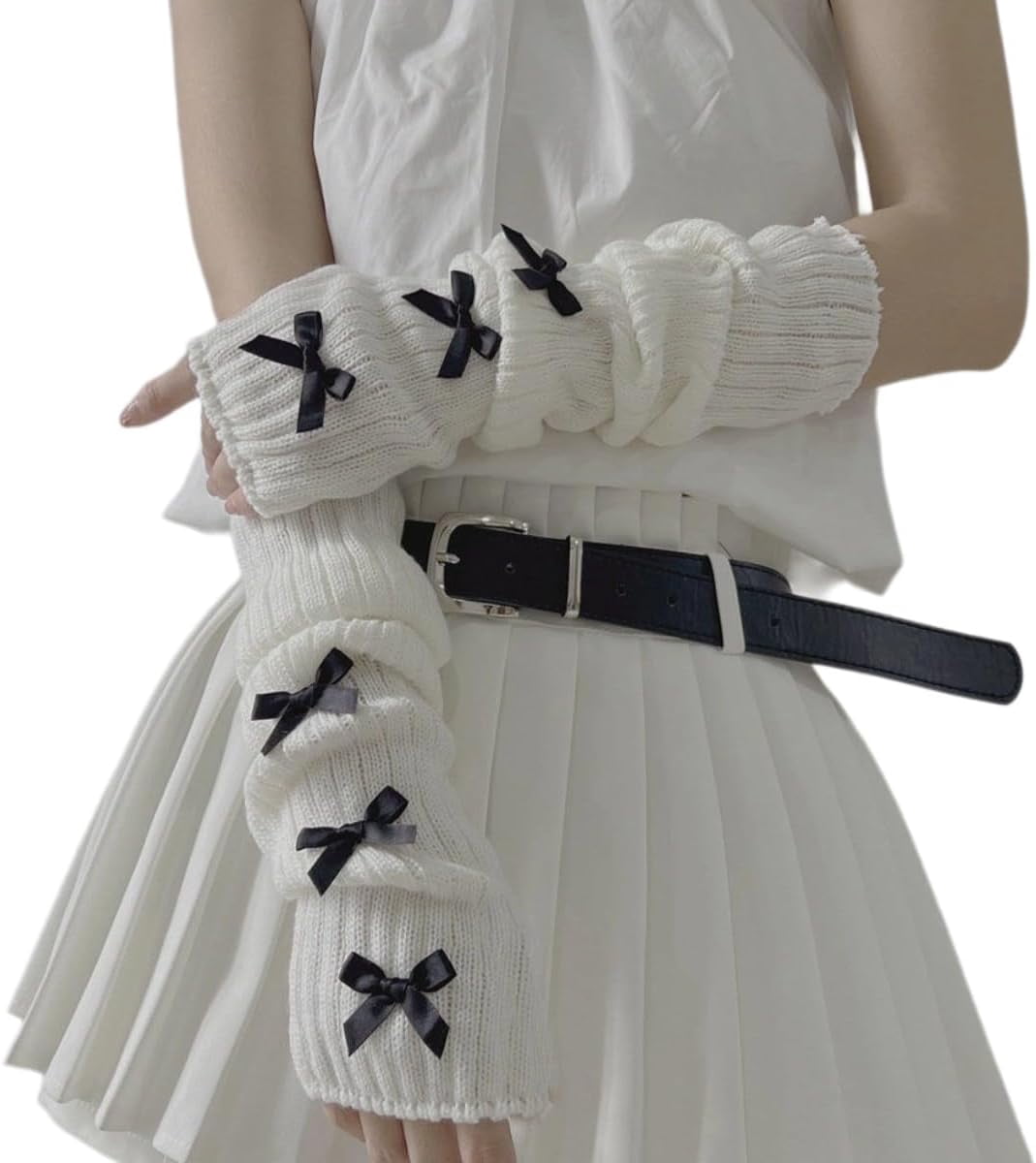 PIKADINGNIS Cute Y2K Bow Arm Warmers Kawaii Half Finger Adorable ...