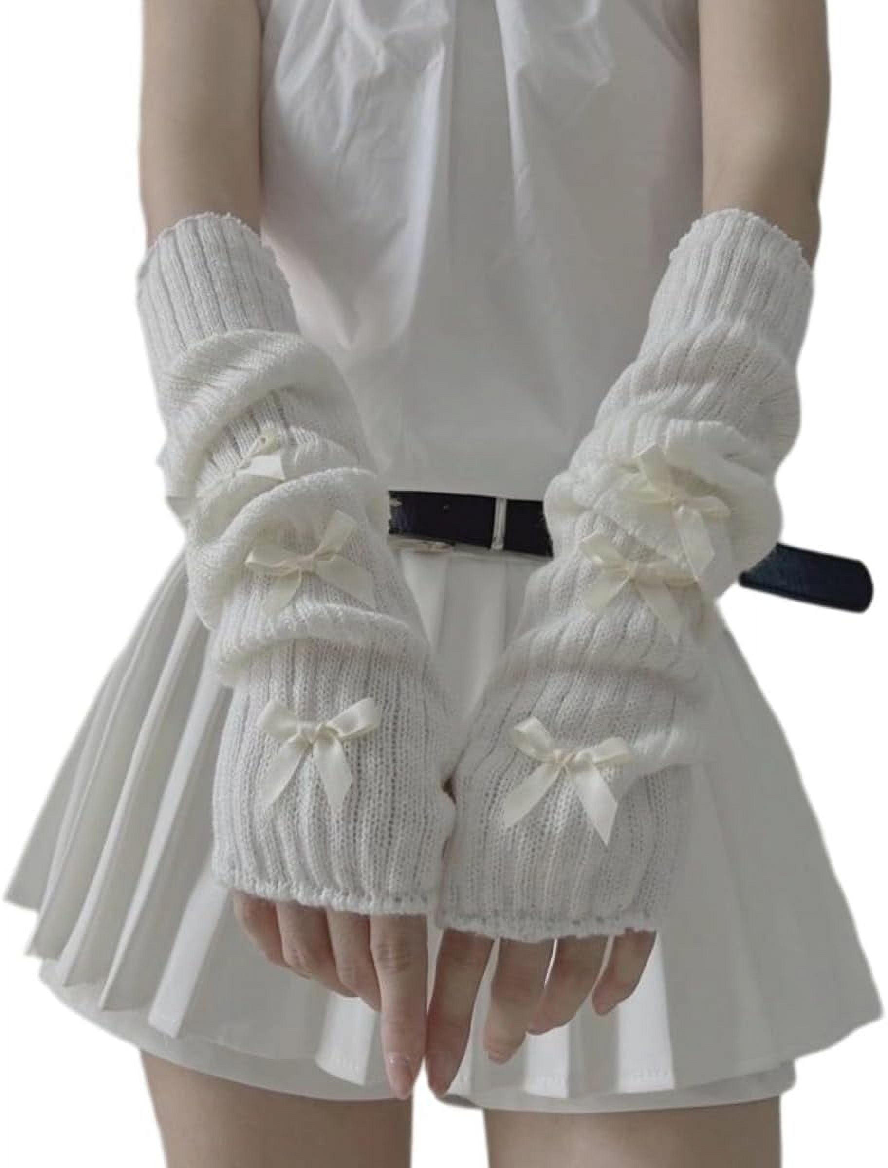 PIKADINGNIS Cute Y2K Bow Arm Warmers Kawaii Half Finger Adorable ...