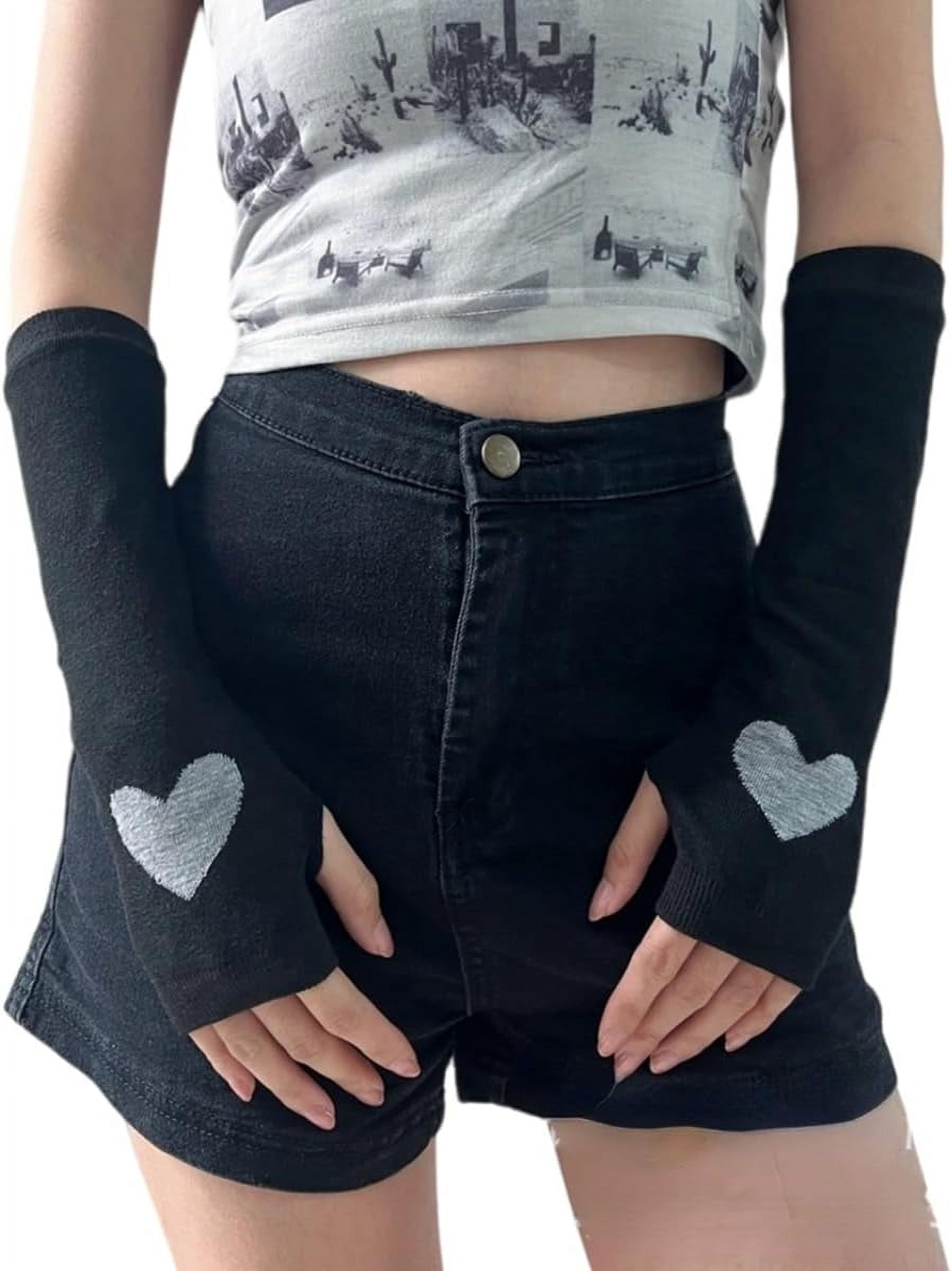 PIKADINGNIS Cute Y2K Heart Star Arm Warmers Kawaii Half Finger Adorable ...