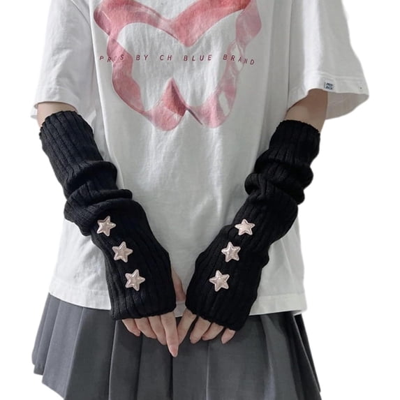 PIKADINGNIS Cute Y2K Star Arm Warmers Kawaii Half Finger Adorable ...