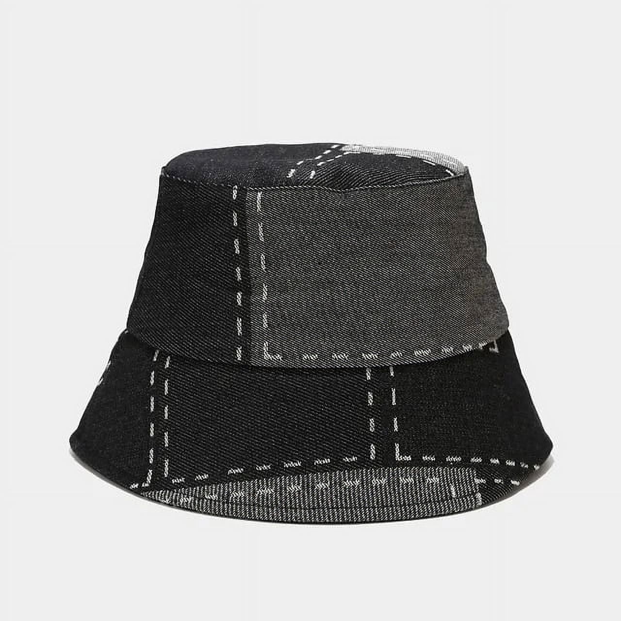 PIKADINGNIS Fashion Jahitan Gaya Denim Topi Ember Lipat Memancing Topi ...