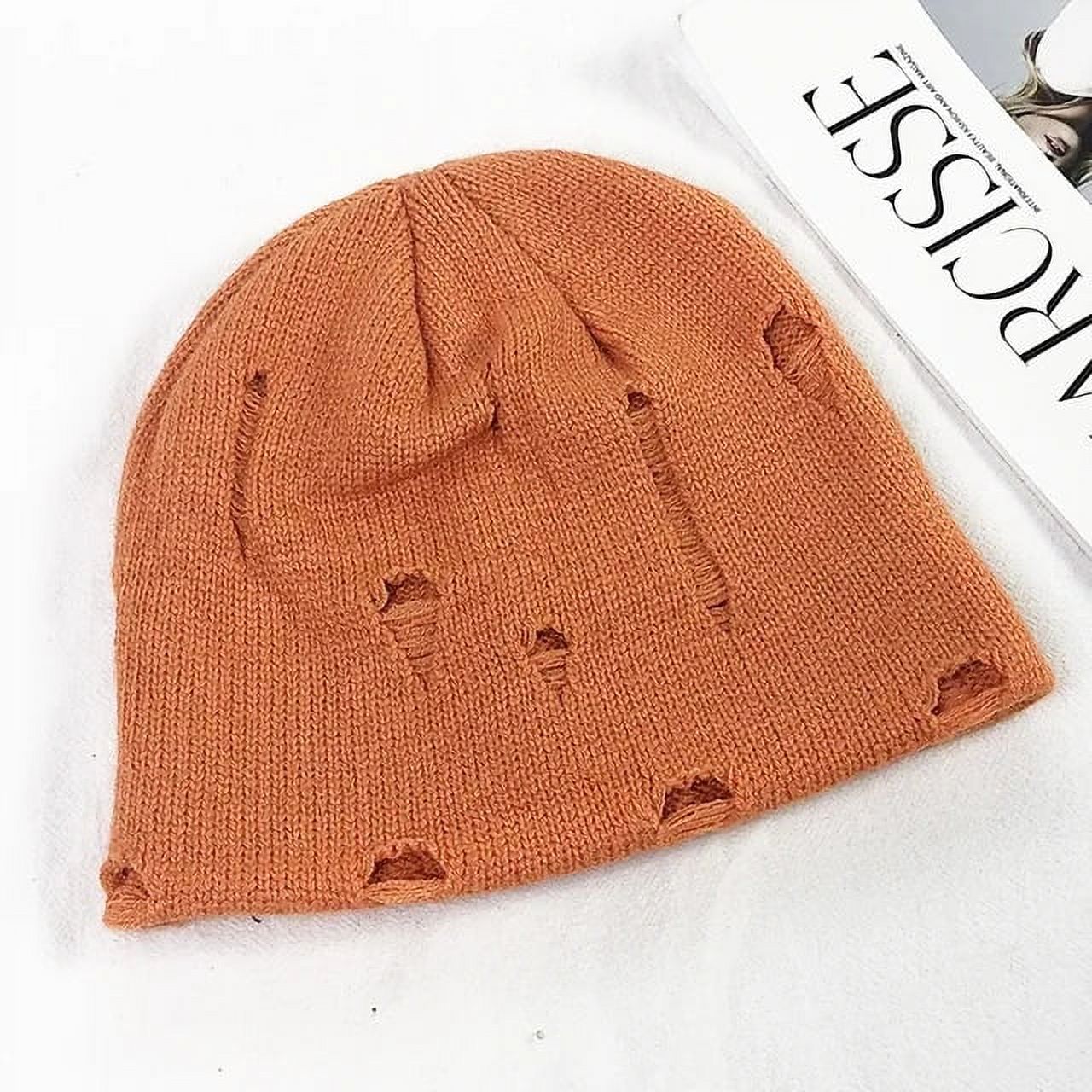 PIKADINGNIS Fashion Lubang Gaya Topi Wanita Musim Dingin Topi Solid Hip ...