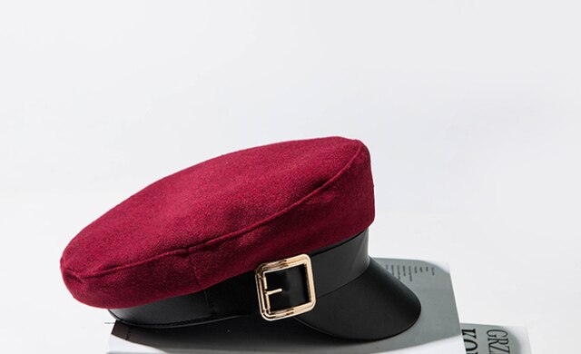 PIKADINGNIS Fashion Women Military Hat Spring Autumn Sailor Hats Ladies Beret Caps Flat Top ...
