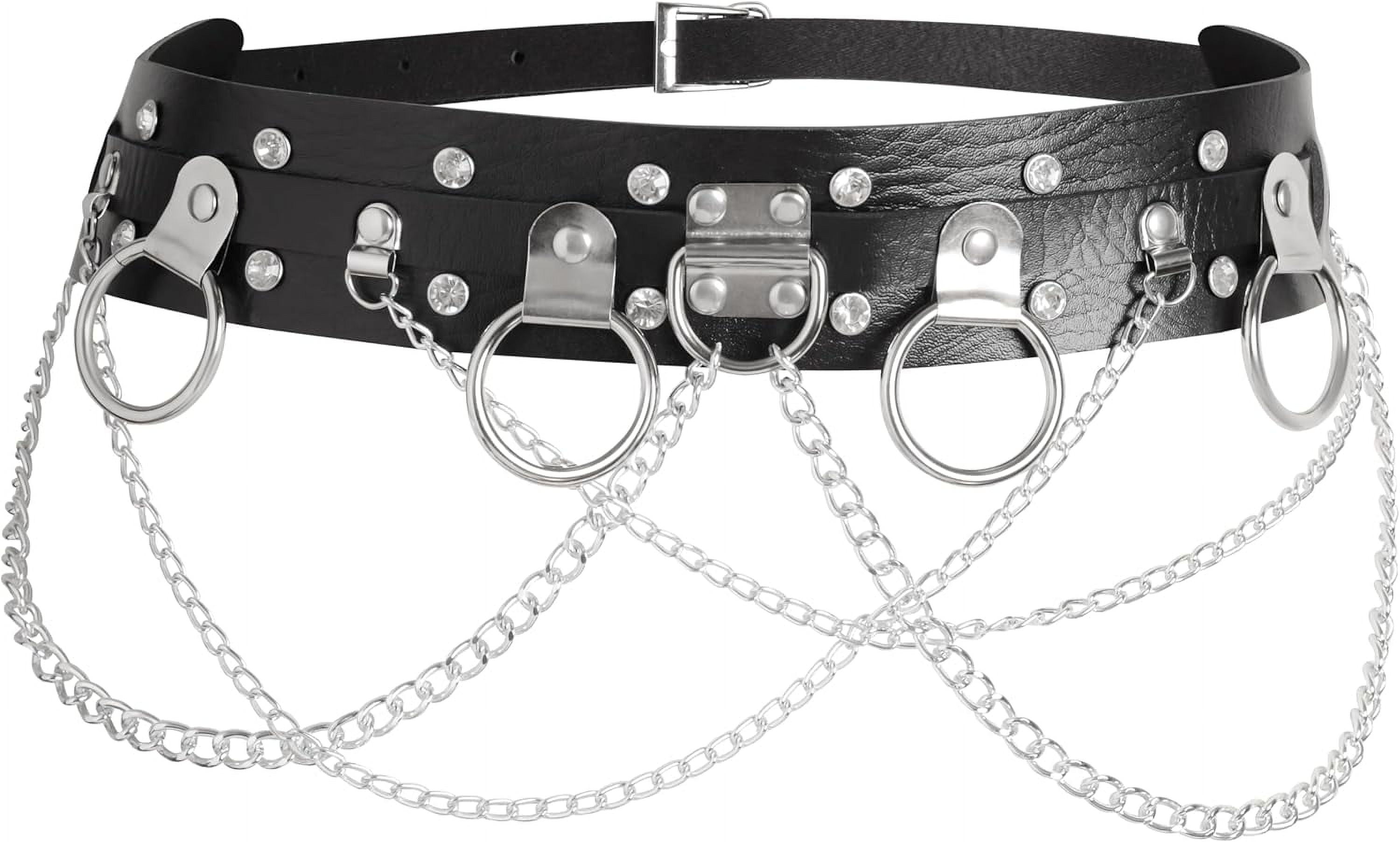 PIKADINGNIS Goth Black Belt, Black PU leather Belt, Punk Belt, Grunge ...