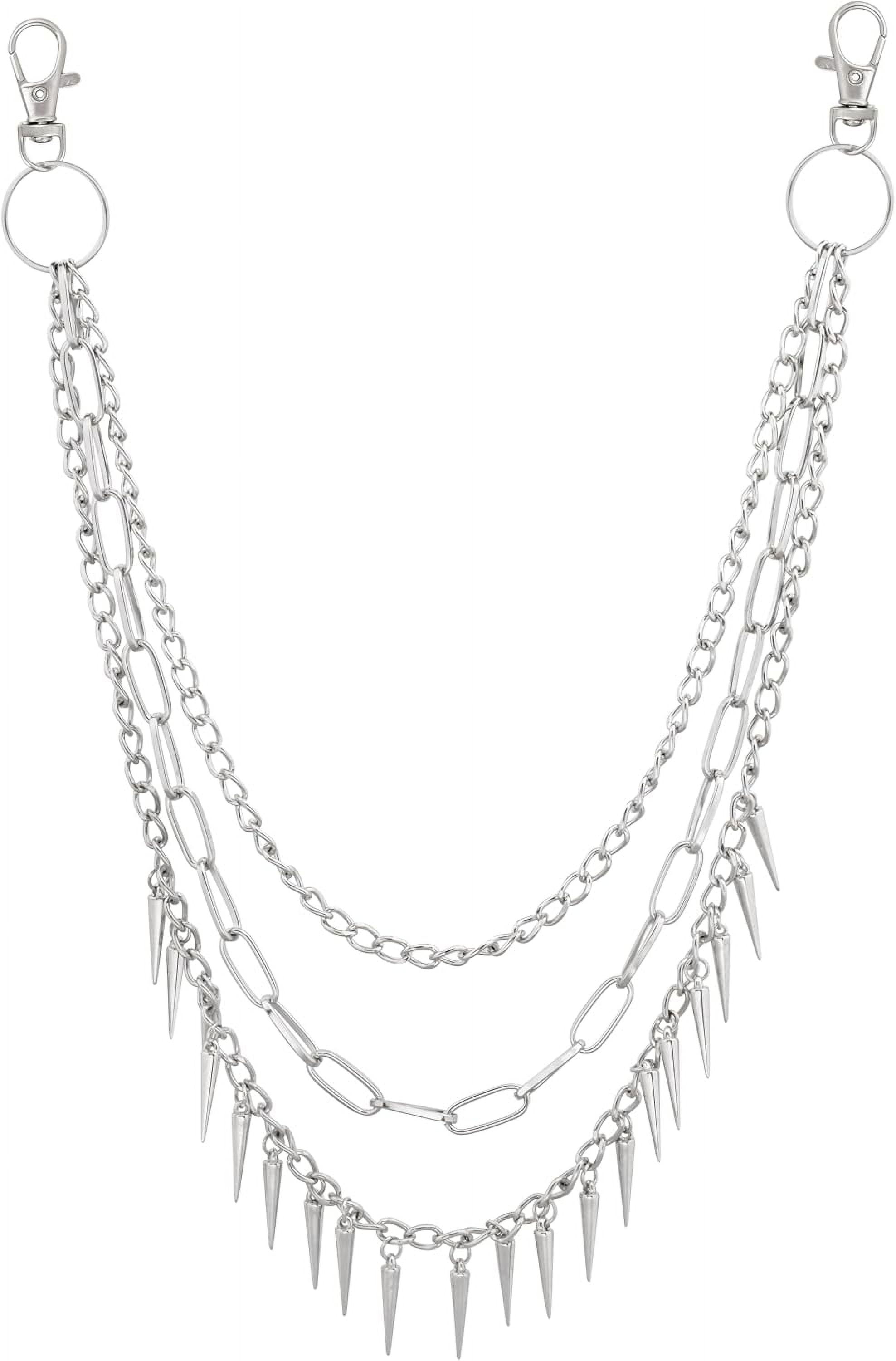 PIKADINGNIS Gothic Layered Silver-tone Spike Chunky Pants Chain, Wallet ...