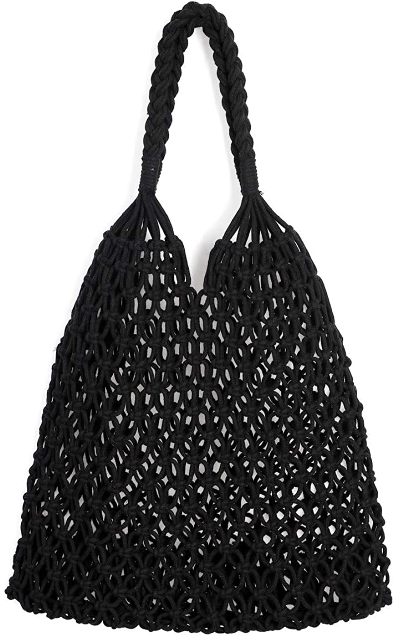 PIKADINGNIS Handmade Straw Bag Travel Beach Fishing Net Handbag ...