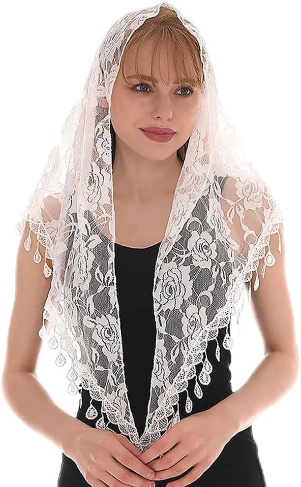 PIKADINGNIS Lace Mantilla Catholic Church Veil Vintage Chapel Veils ...