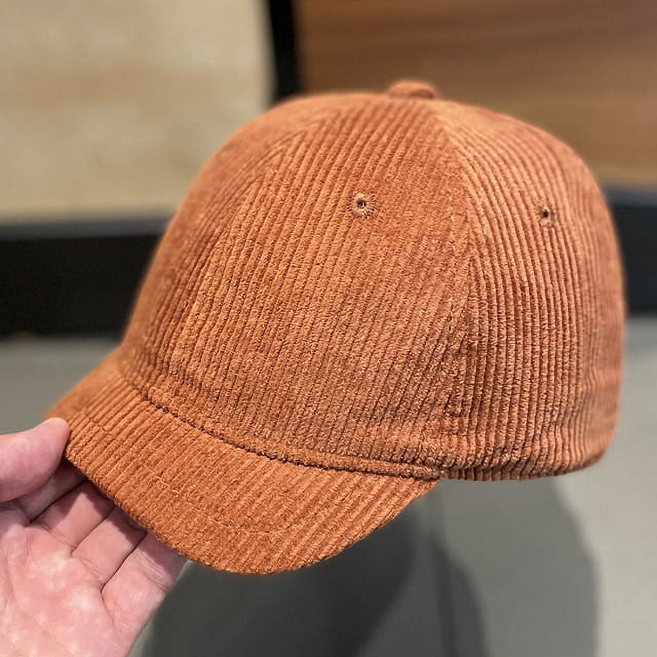 PIKADINGNIS Men Corduroy Baseball Cap Women Spring Summer Short Brim ...