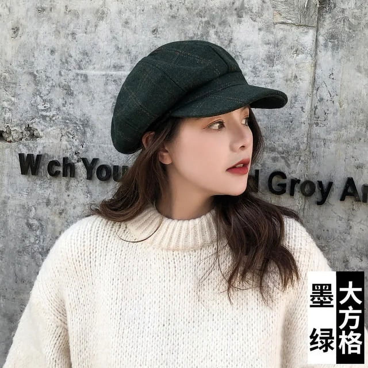 PIKADINGNIS New Autumn Winter Chain Black Military Berets for Women Female Flat Army Cap Salior ...