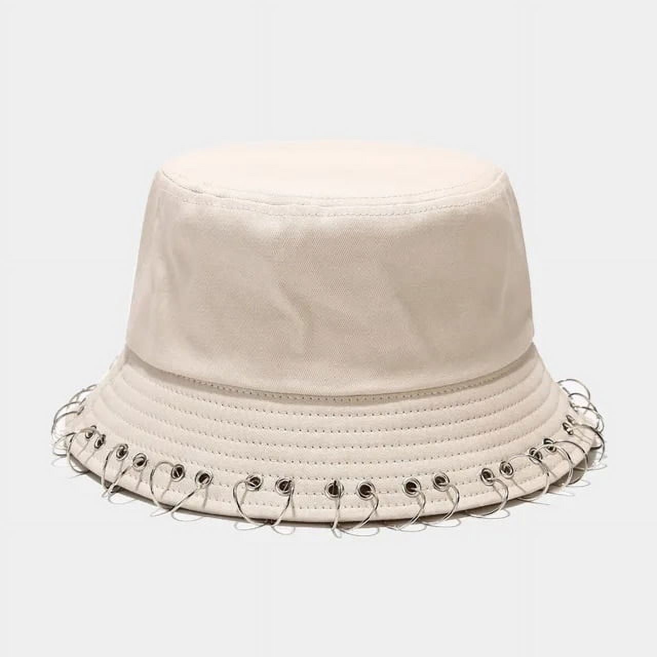 PIKADINGNIS New Harajuku Hip Hop Solid Color Bucket Hat Spiked Rivets ...