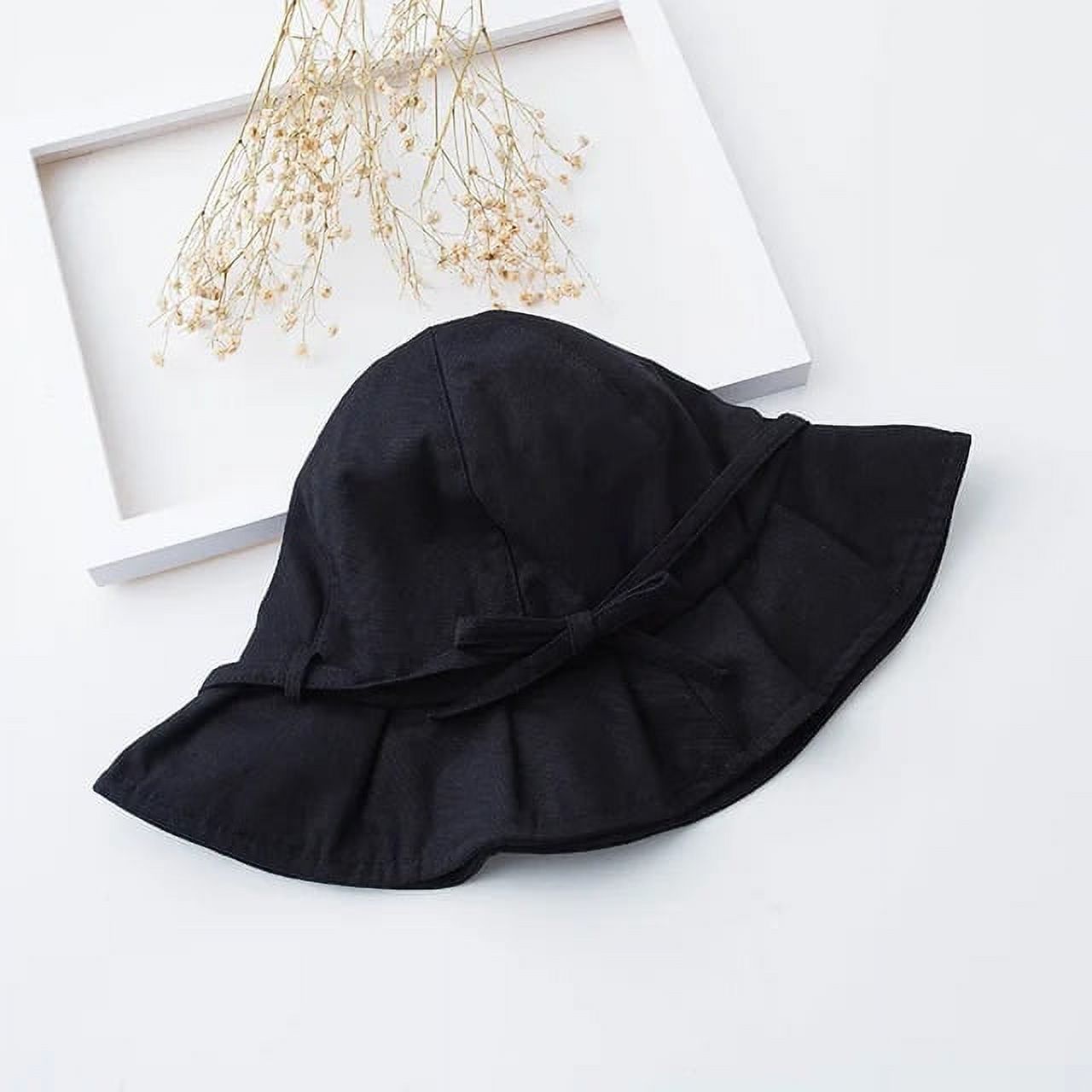 PIKADINGNIS New Ruffles Women Black White Solid Bucket Hat Bob Caps Hip ...