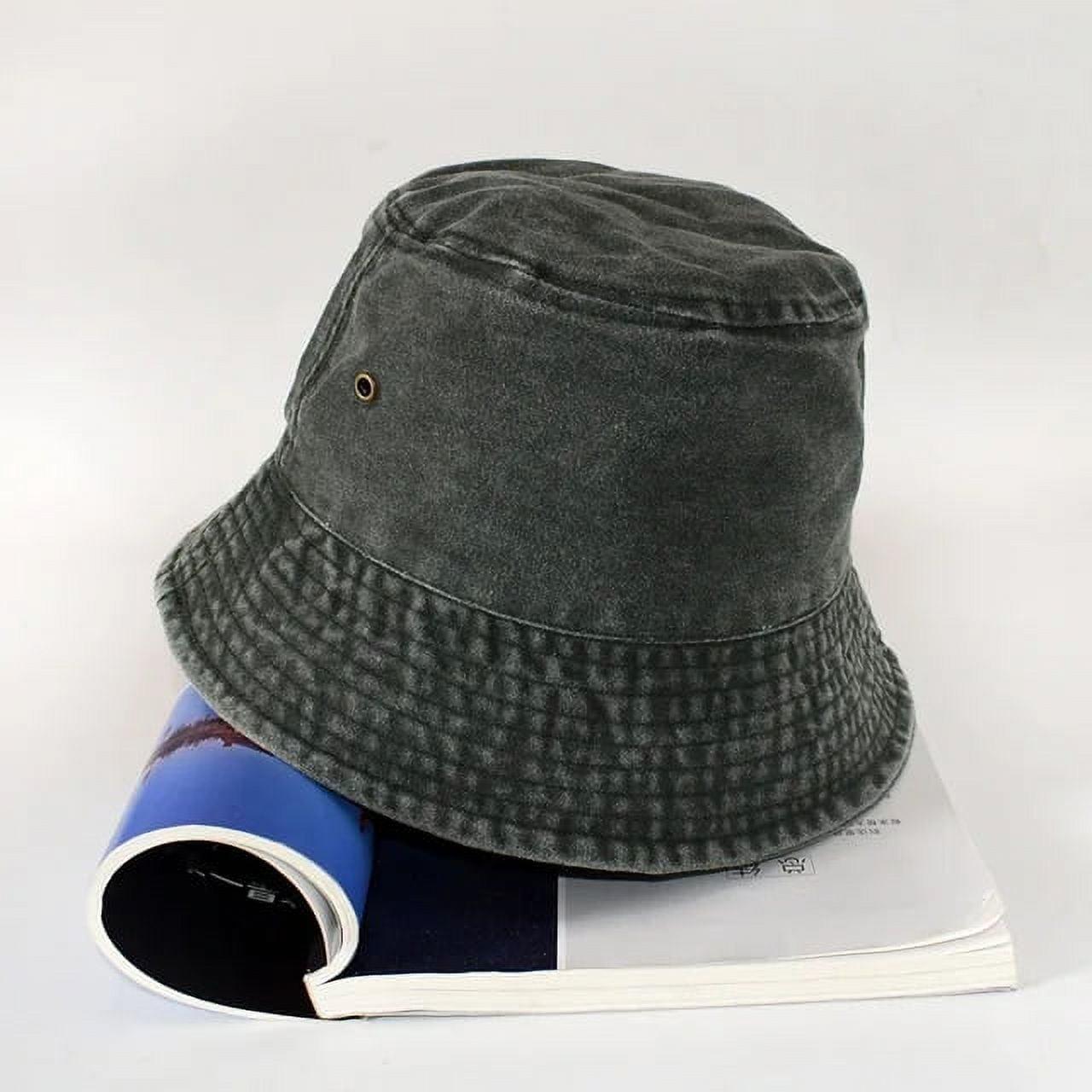 PIKADINGNIS New Solid Colors Washed Denim Bucket Hats Unisex Bob ...